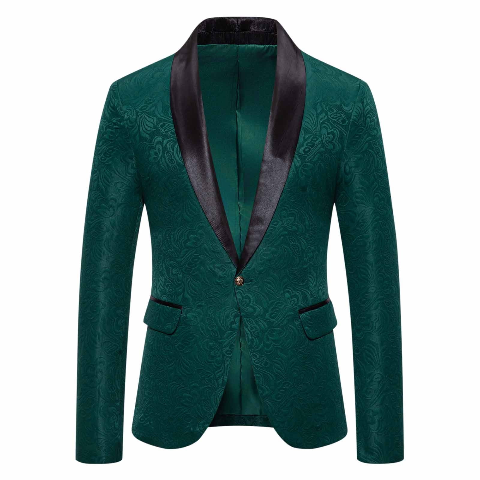 BinBiL Men's Floral Dinner Party Prom Wedding Stylish Tuxedo Suits for Men One Button Dinner ...