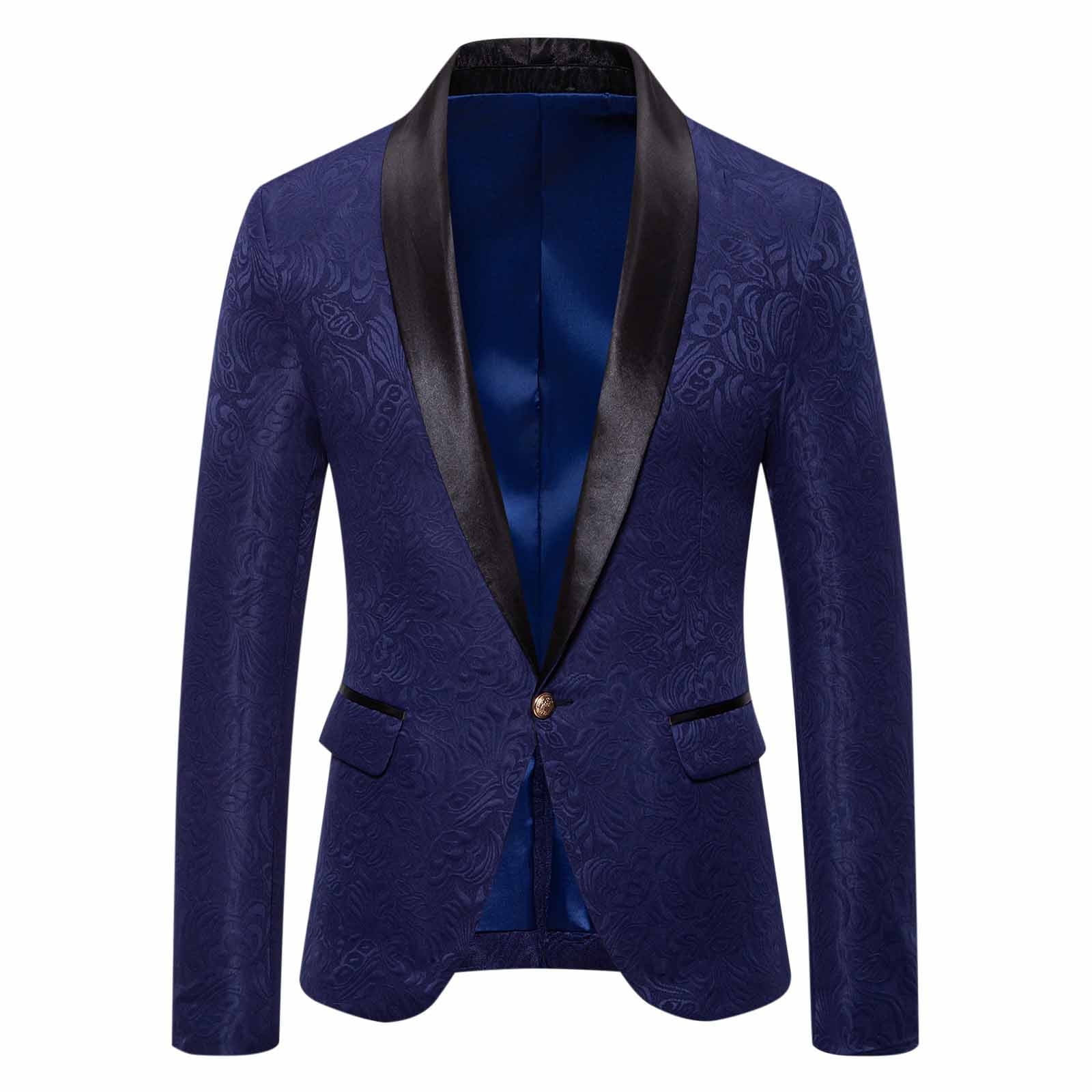 BinBiL Men's Floral Dinner Party Prom Wedding Stylish Tuxedo Suits for Men One Button Dinner ...