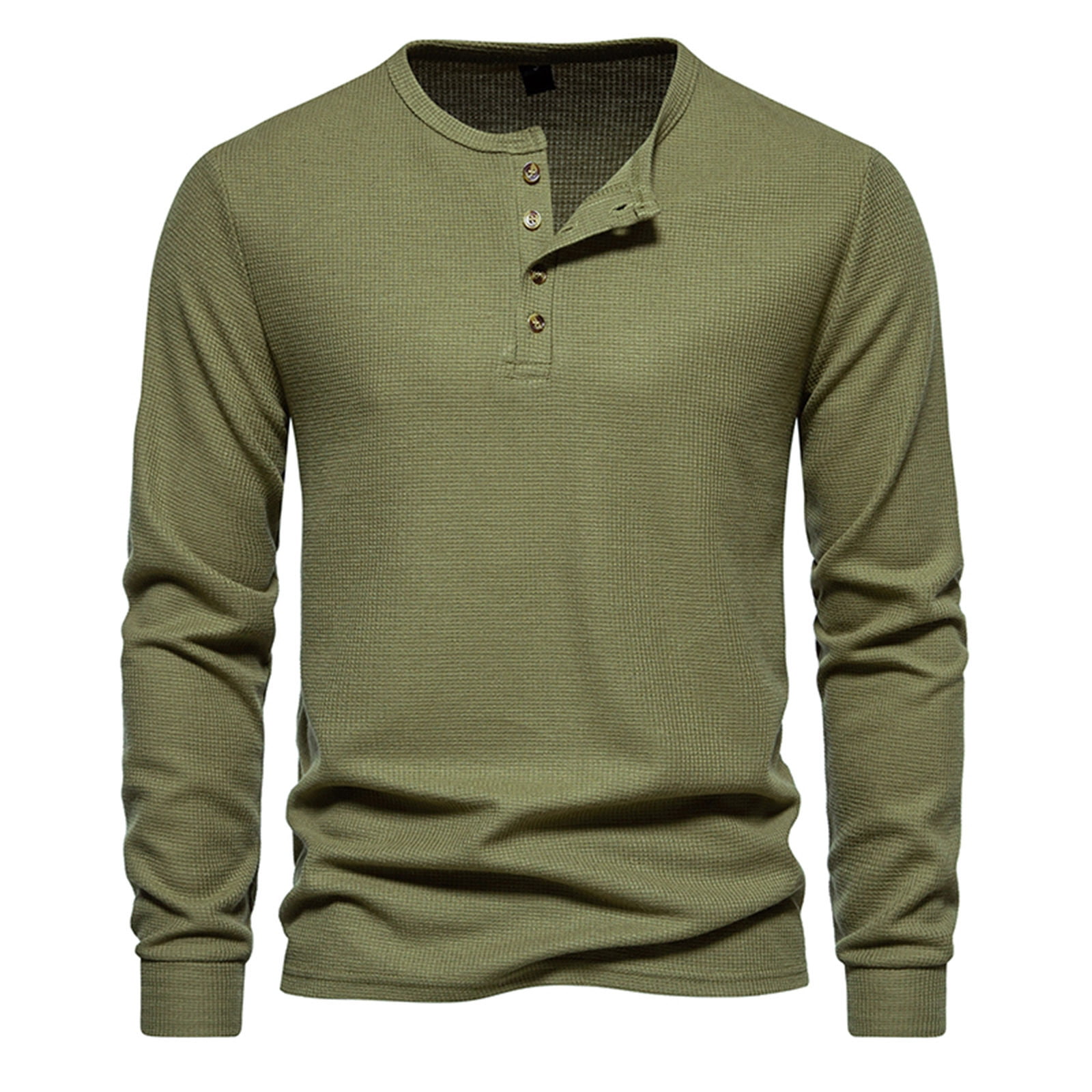 BinBiL Men's Long Sleeve Waffle Henley Shirts Casual Fall thermal ...
