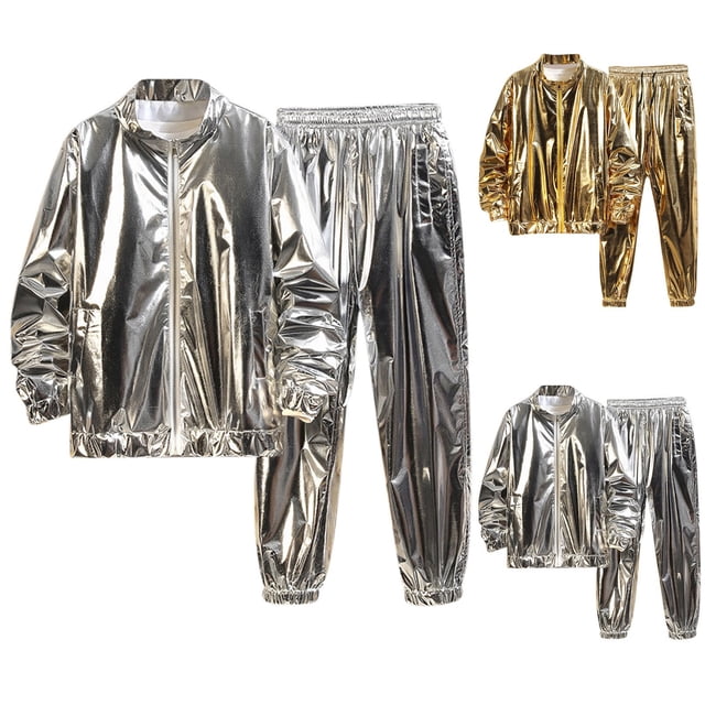 BinBiL Men's Satin Suits 2 Piece Casual Shiny Suits for Men with ...