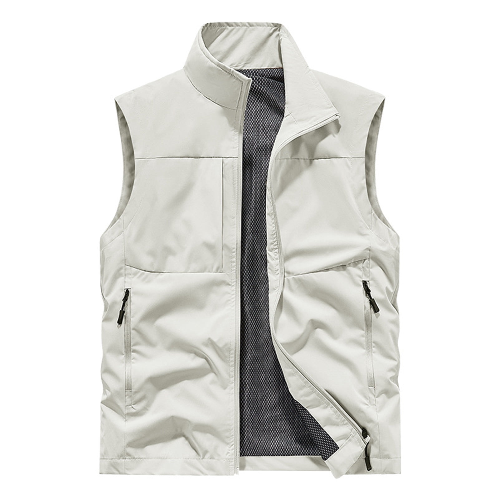 BinBiL Men's Spring and Autumn Loose Vest Fashion Solid Color Stand ...
