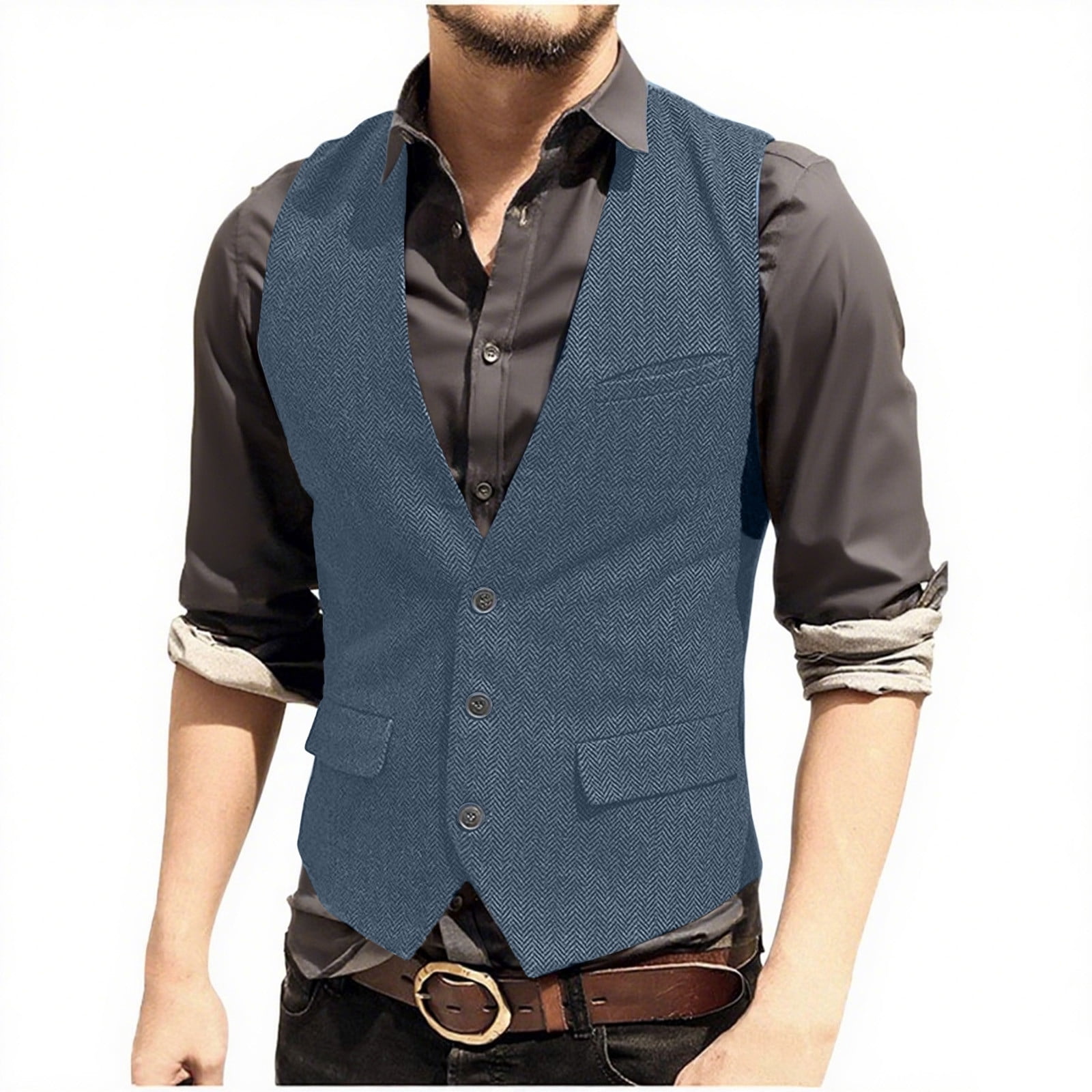 BinBiL Men's Suit Vest Slim Fit formal Dress Waistcoat Casual Business ...