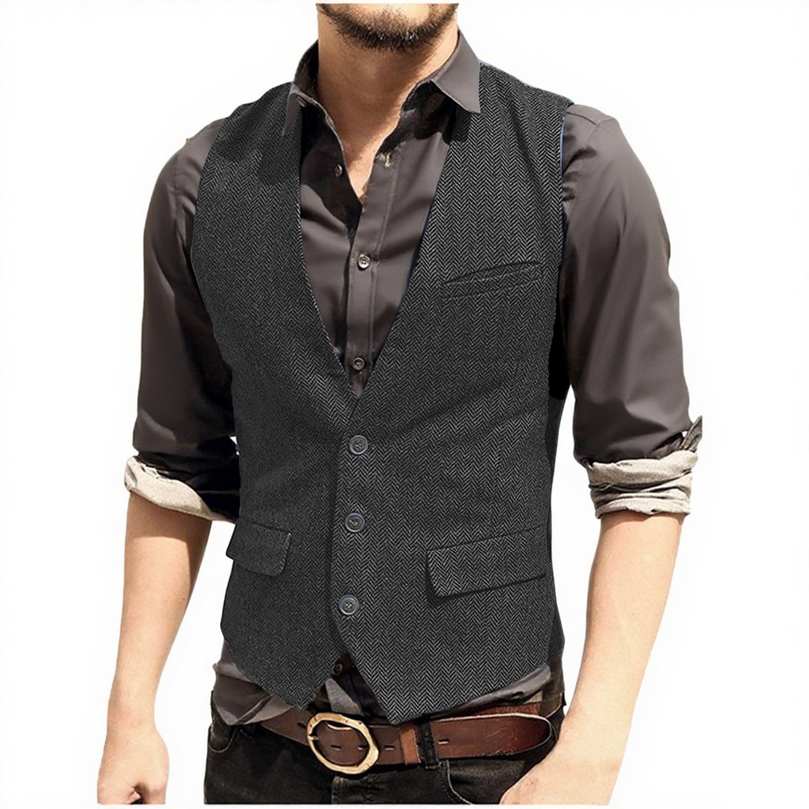 BinBiL Men's Suit Vest Slim Fit formal Dress Waistcoat Casual Business ...