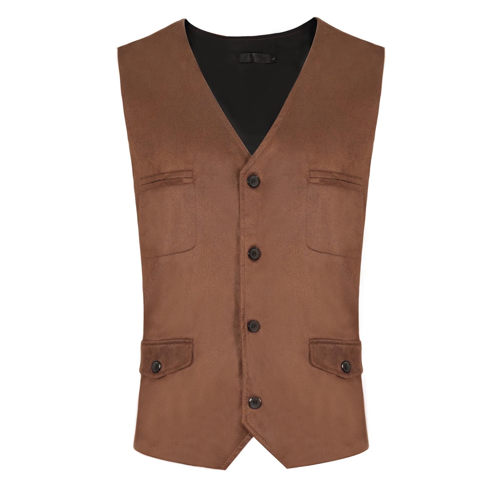 BinBiL Men's Western Cowboy Suit Vest Slim Fit Faux Suede Leather Dress ...