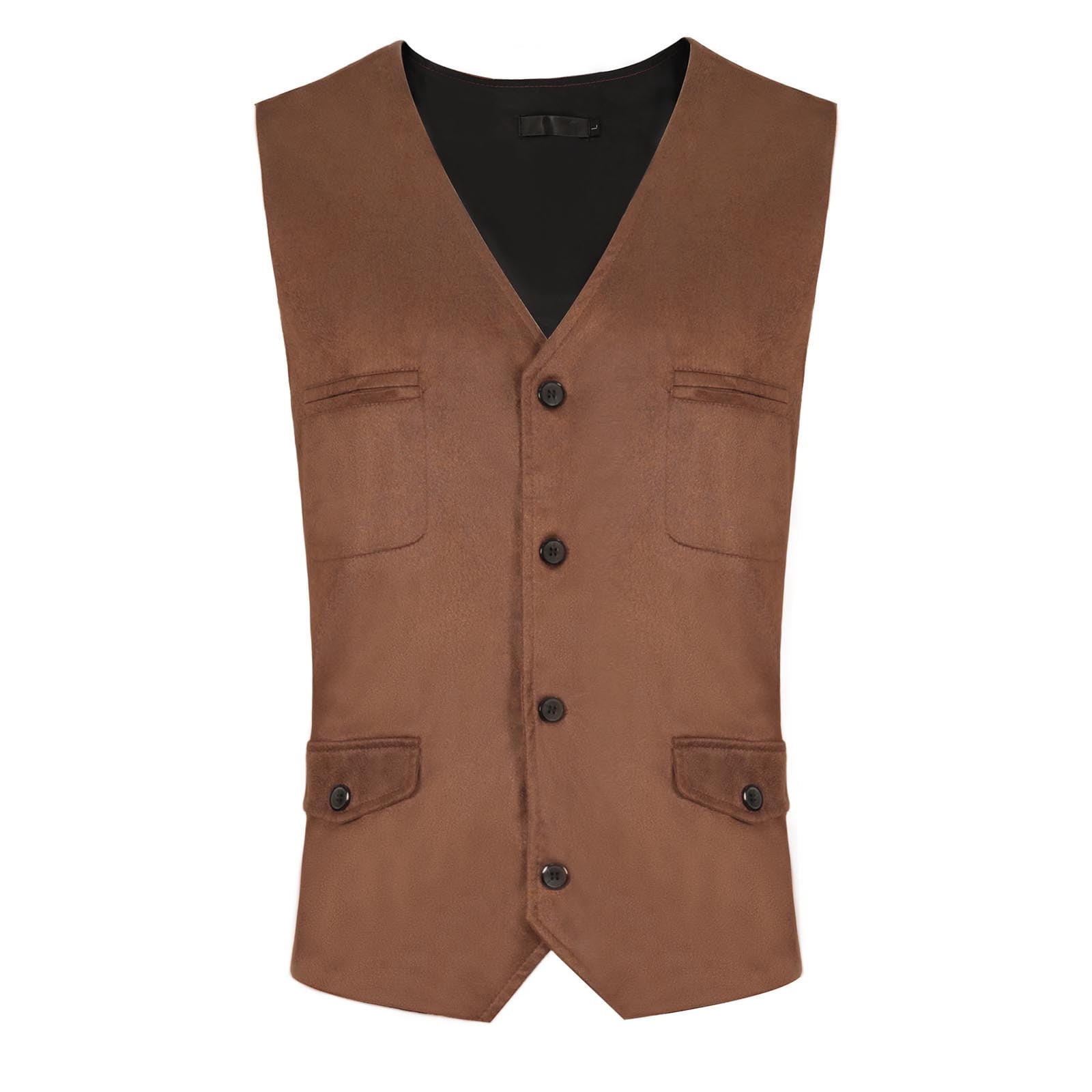 BinBiL Men's Western Cowboy Suit Vest Slim Fit Faux Suede Leather Dress ...