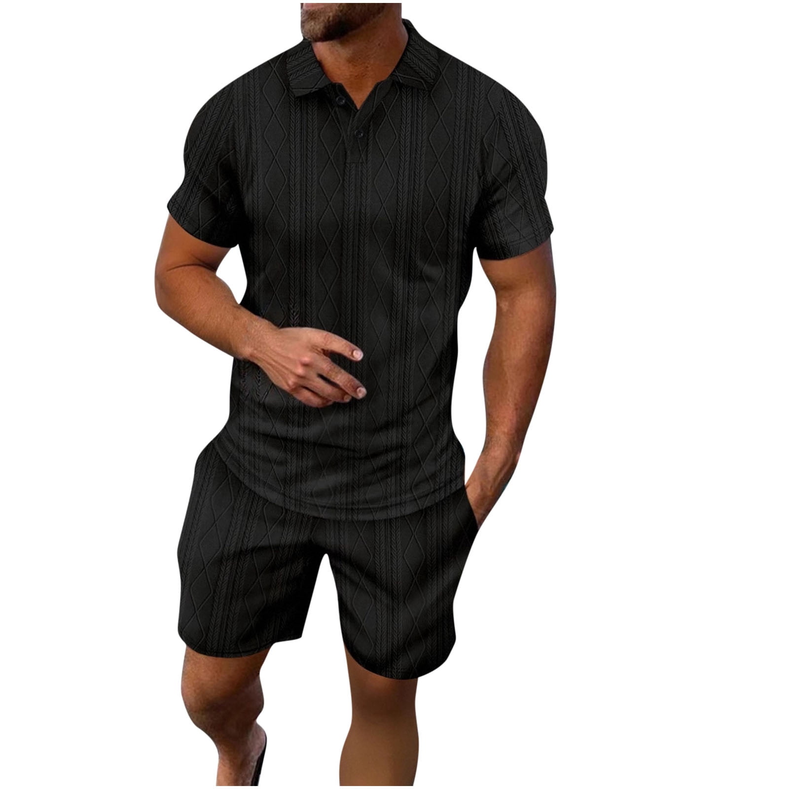 BinBiL Mens 2 Piece Short Set Summer Outfits Polo Shirt and Shorts Set ...