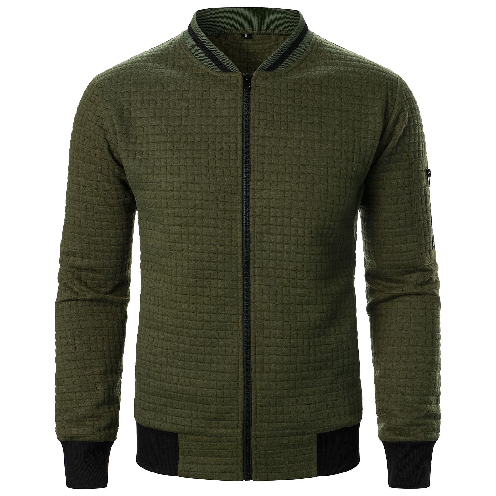 BinBiL Mens Casual Jackets Lightweight Fall Bomber Jacket Full Zip Knit ...
