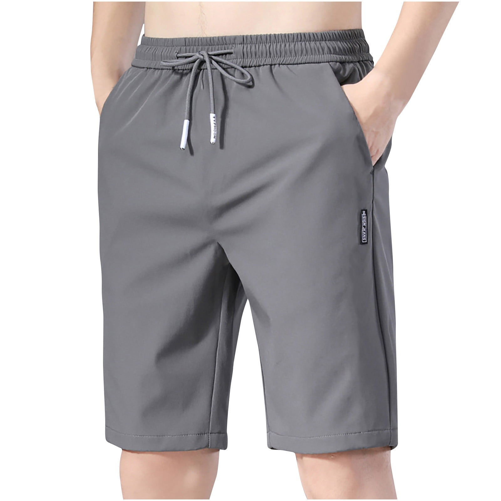 BinBiL Mens Casual Shorts Elastic Waistband Drawstring Shorts Summer ...