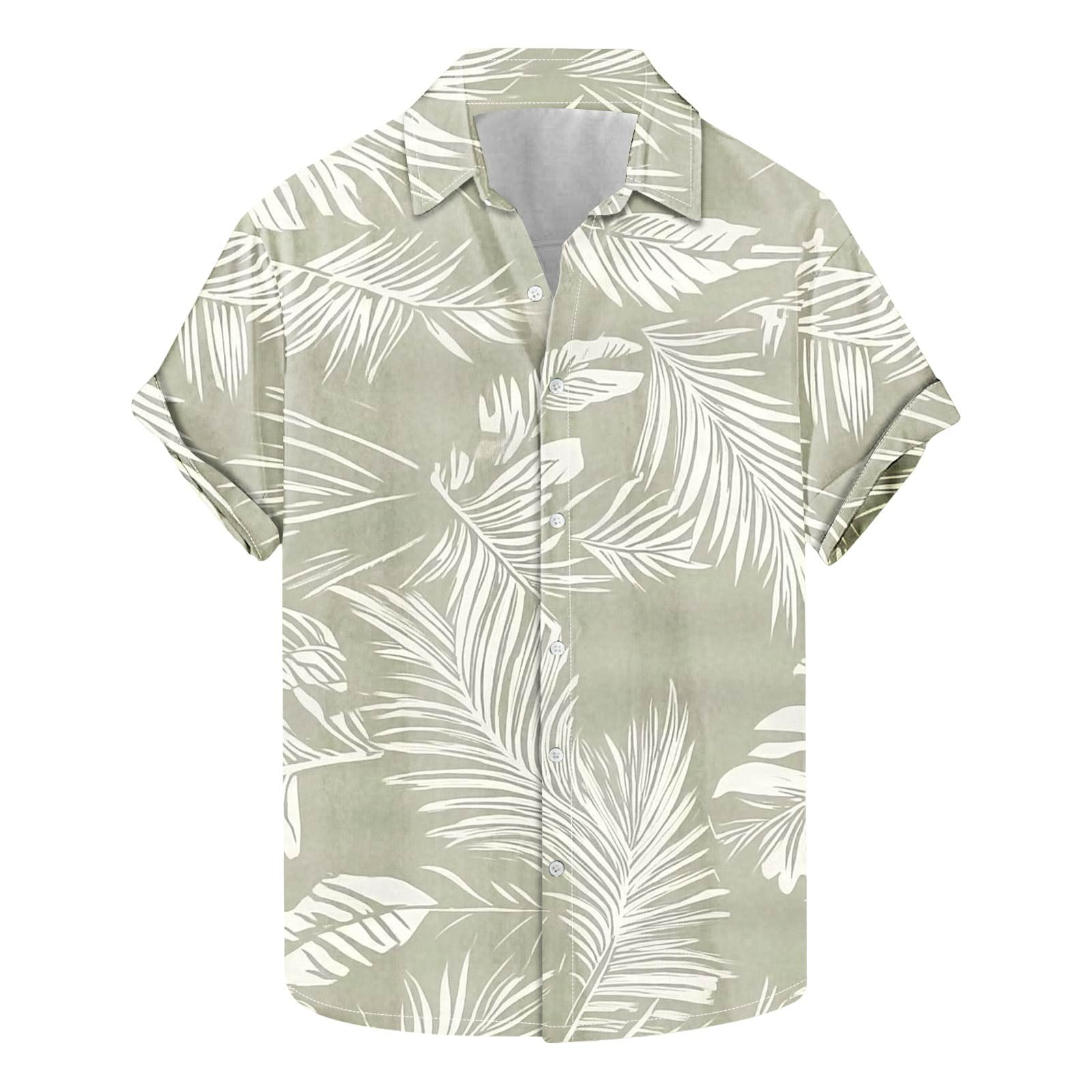 BinBiL Mens Hawaiian Shirt Button Down Short Sleeve Beach Shirts Floral ...