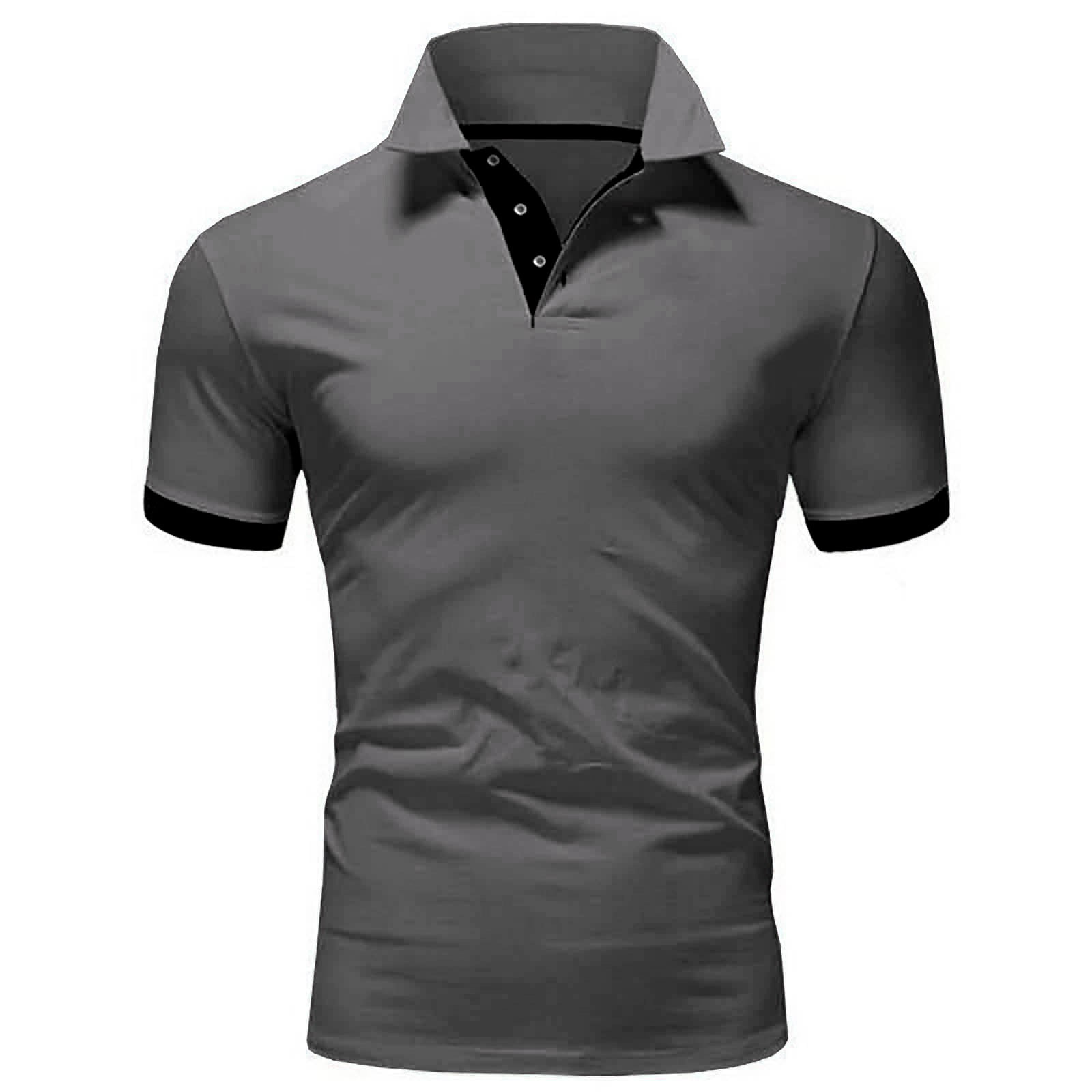 BinBiL Mens Polo T Shirts Casual Oversized Short Sleeve Button Lapel ...