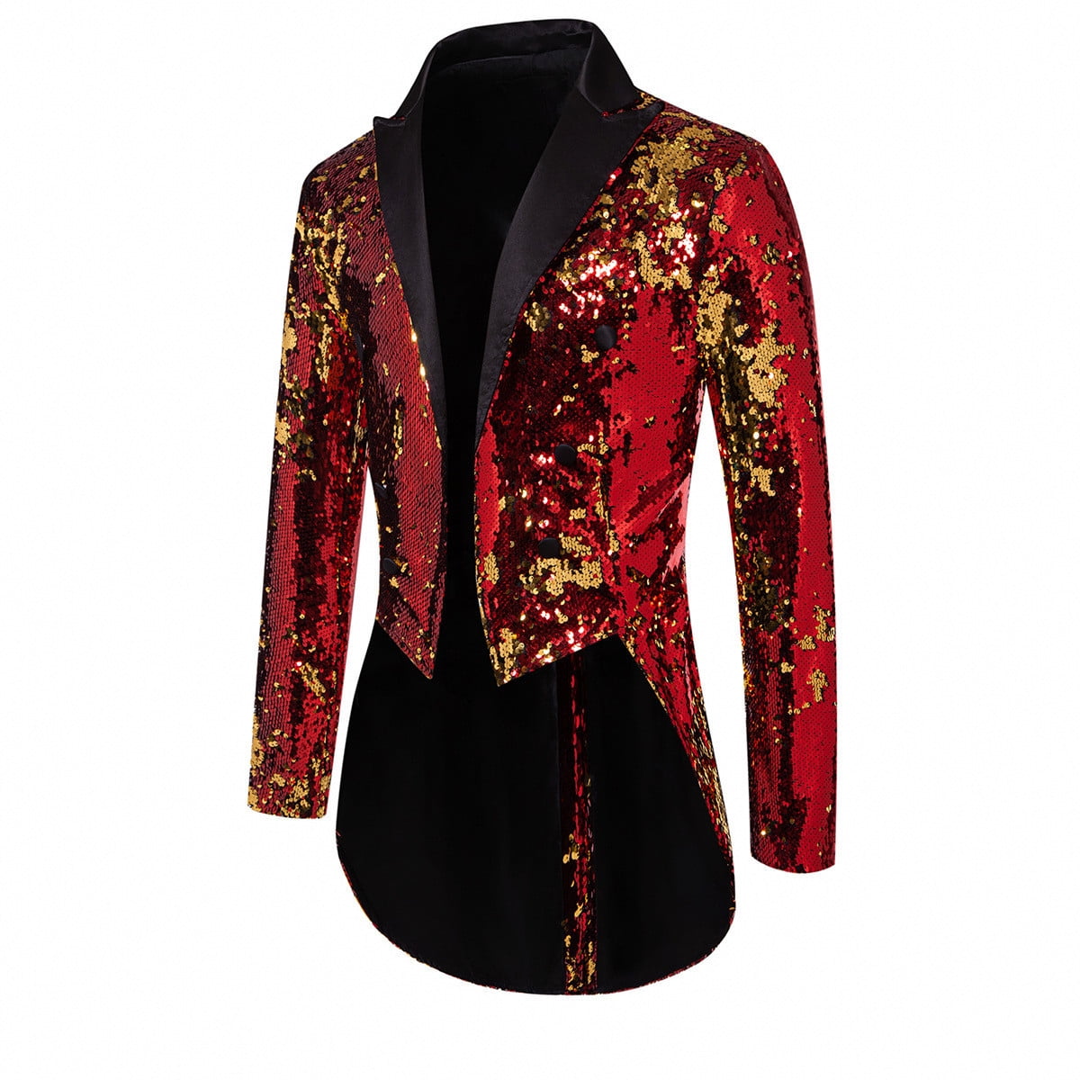 BinBiL Mens Sequin Tailcoat Swallowtail Suit Jacket Party Show Tux ...