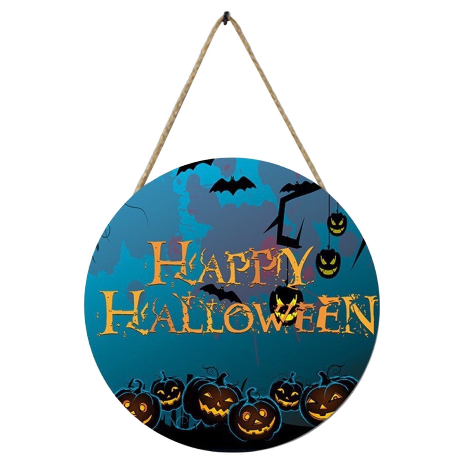 BinKFF 11.8inchs Halloween Wood Hanging Sign Happy Halloween Decor Sign ...