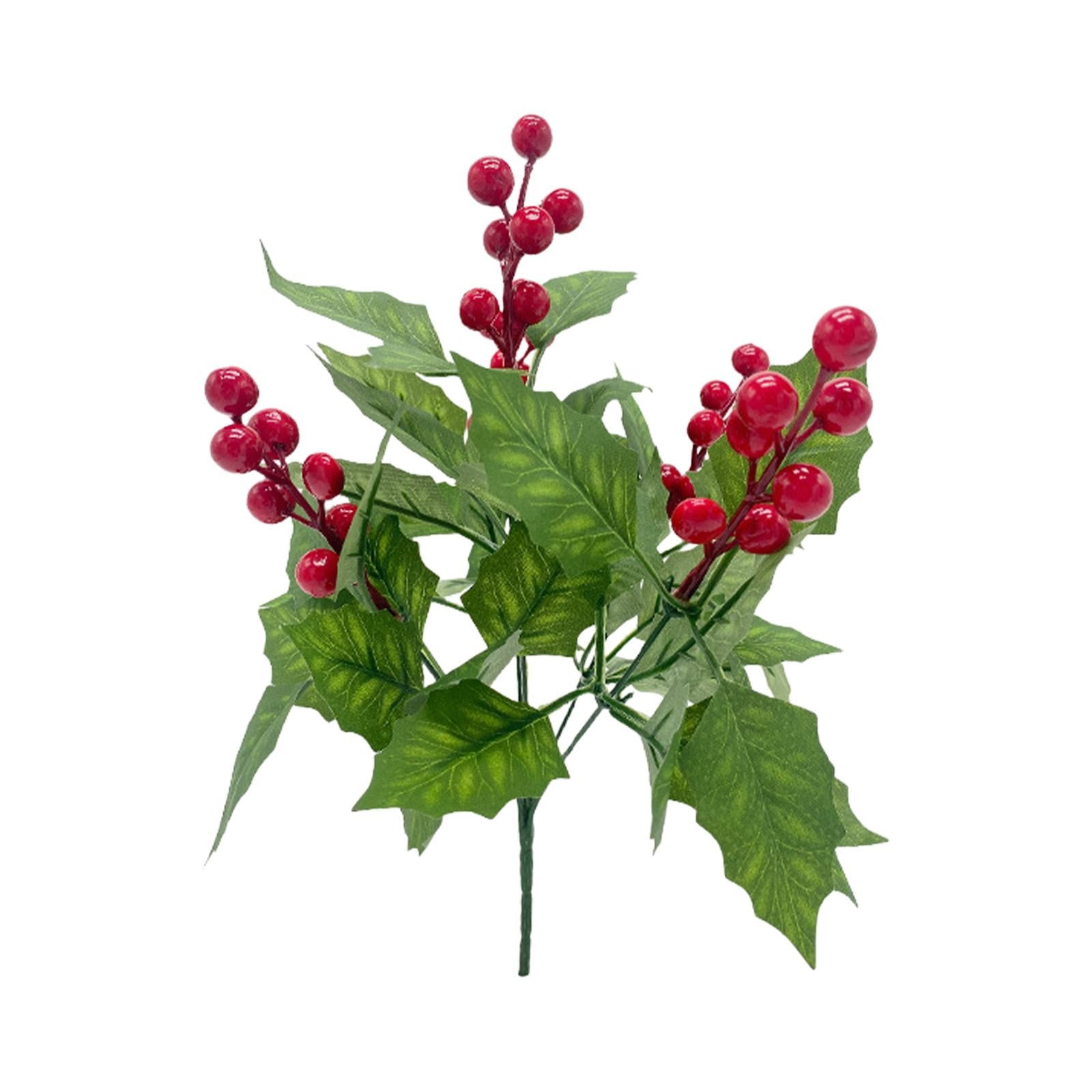 BinKFF 12'' Large Christmas Pine Picks Tree Decoration Red Berry Picks ...