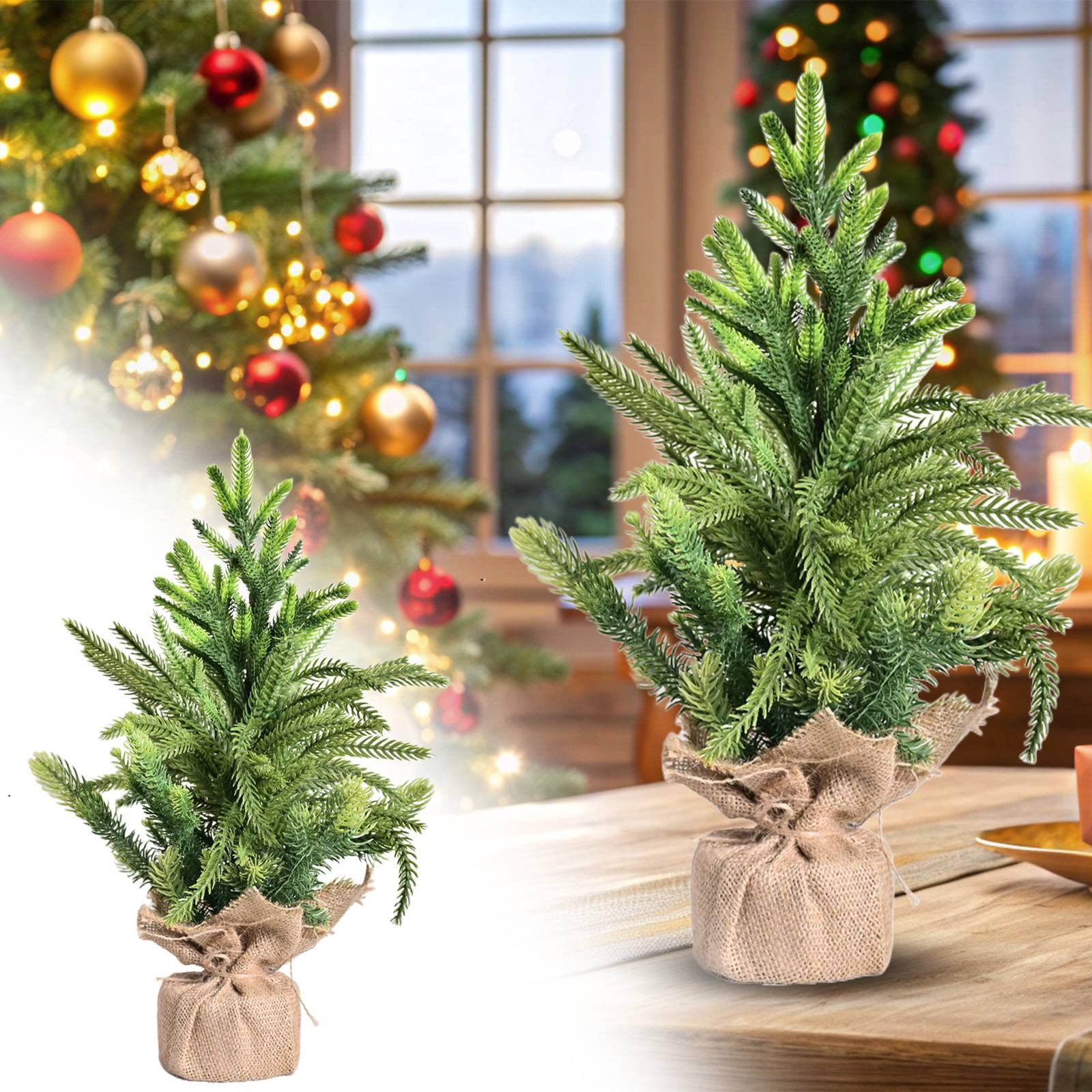 BinKFF 17.7 inchs Christmas Tree, Small Artificial Tabletop Snow ...