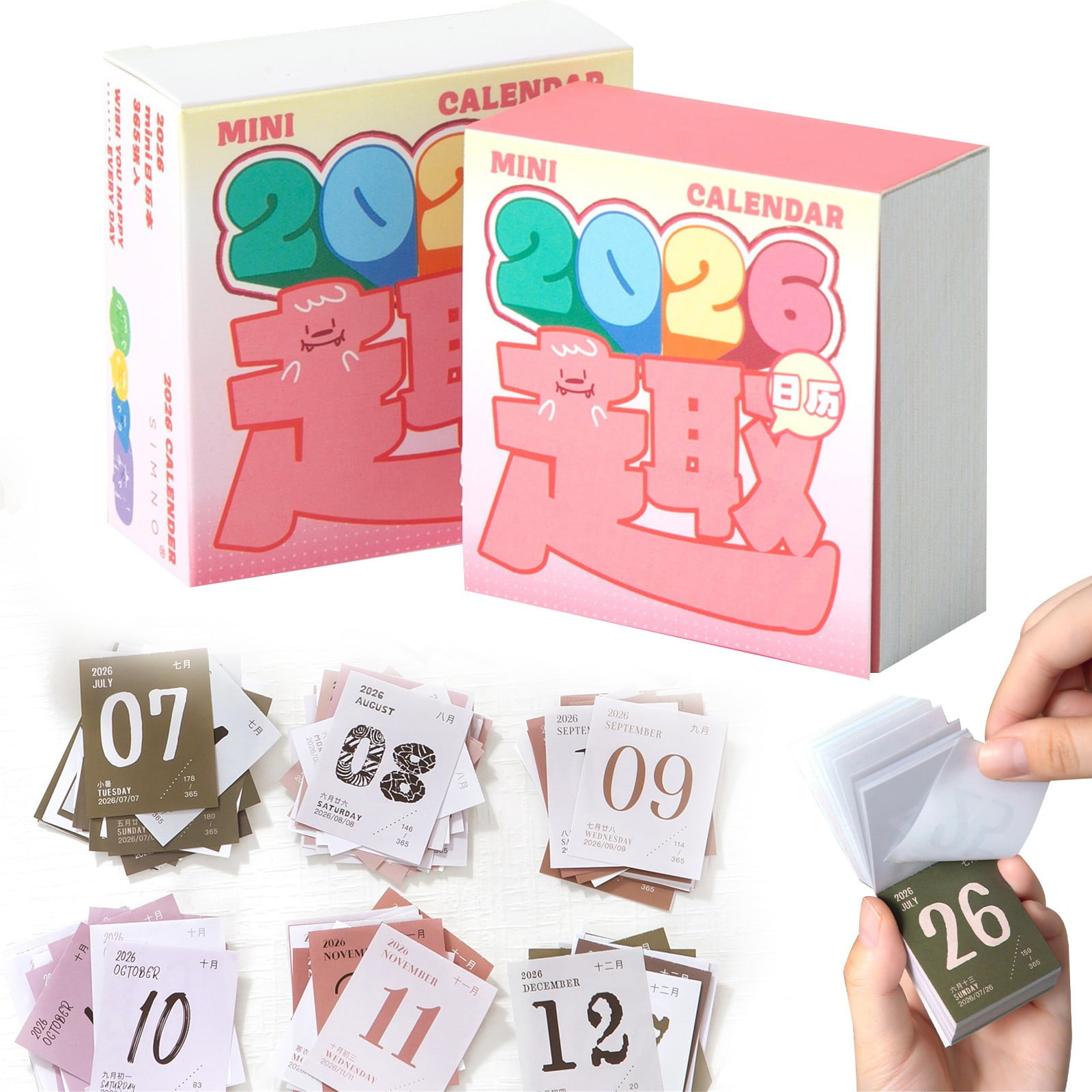 BinKFF 2026 Mini Calendar | Daily Tear-Off Portable Agenda | 2026 ...
