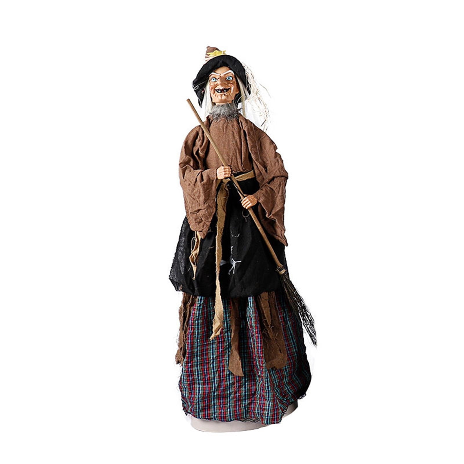 BinKFF 3.9FT Halloween Standing Witch with Scary Sound Effect & Red ...