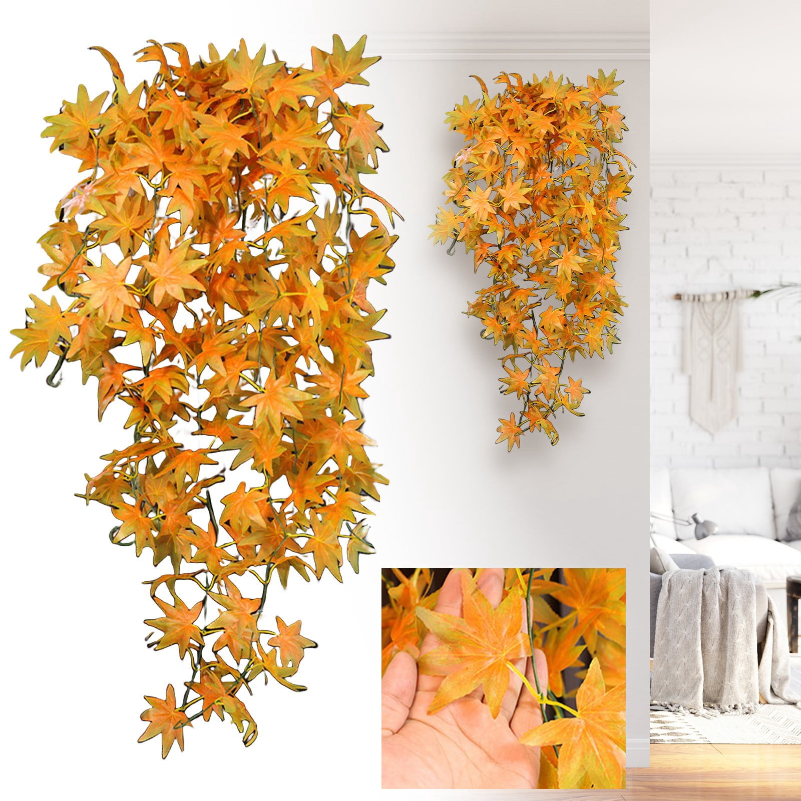 BinKFF 39 Inch Artificial Hanging Maple Leaves Plants Fall Fake Ivy ...