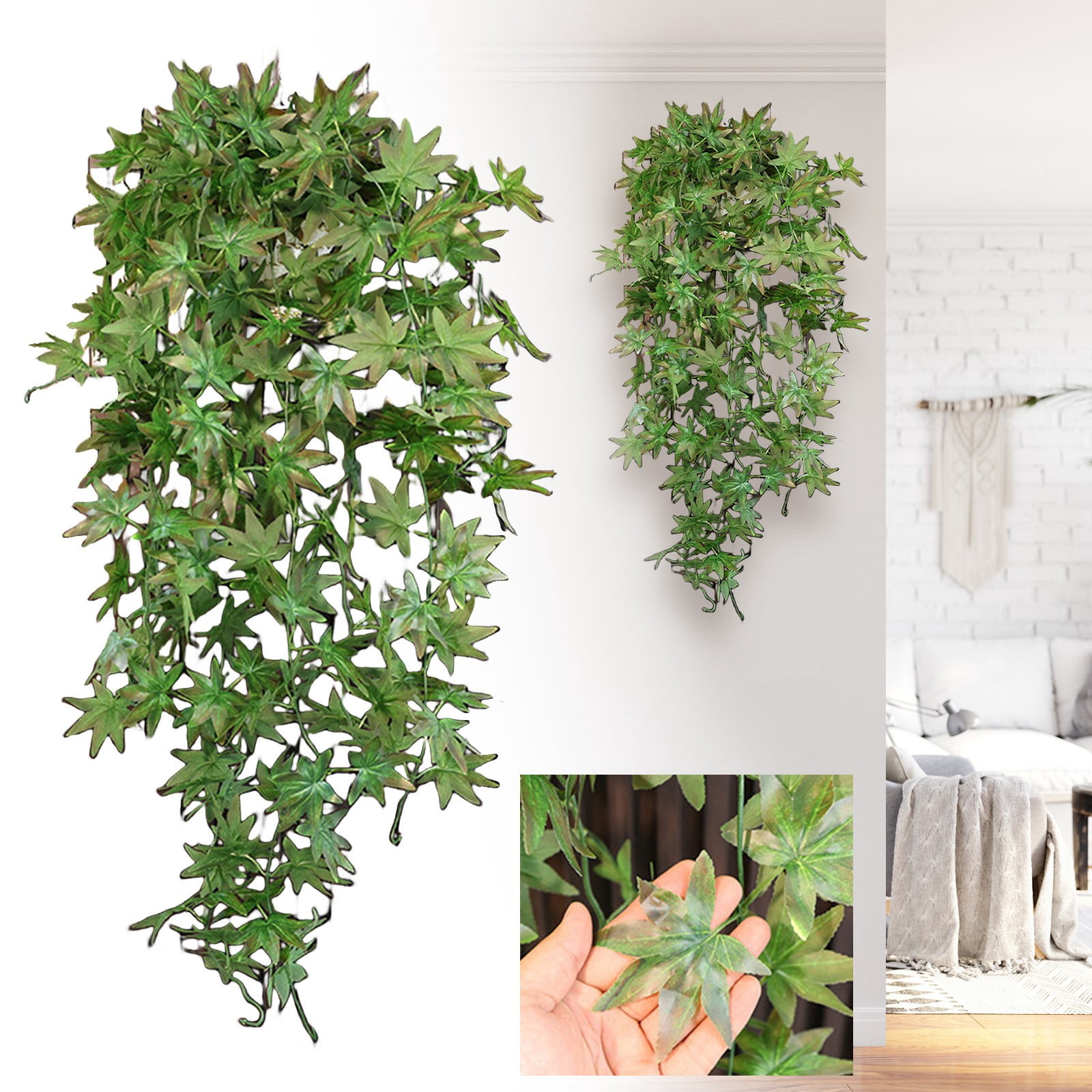 BinKFF 39 Inch Artificial Hanging Maple Leaves Plants Fall Fake Ivy ...