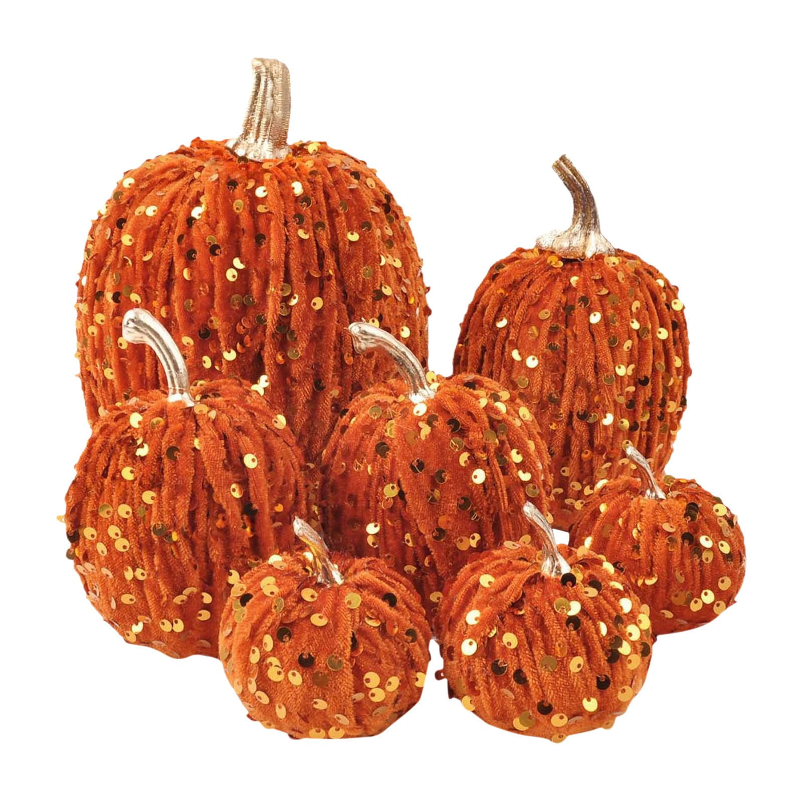 BinKFF 7 Pcs Assorted Artificial Pumpkins Decorative Halloween Pumpkins Faux Foam Pumpkins for ...