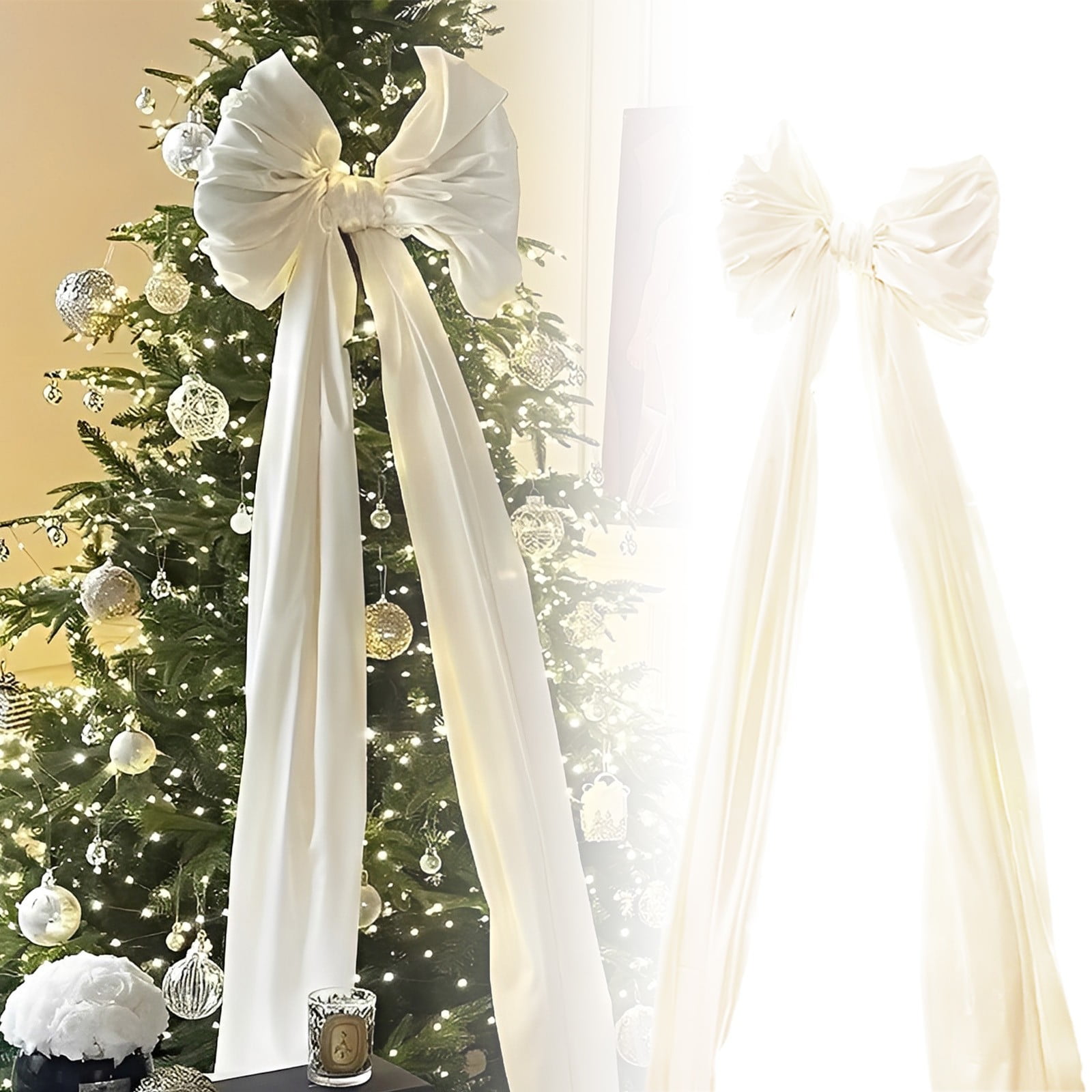 BinKFF 79 Inch Huge Red Bow Christmas Tree Topper, Large Red Velvet ...