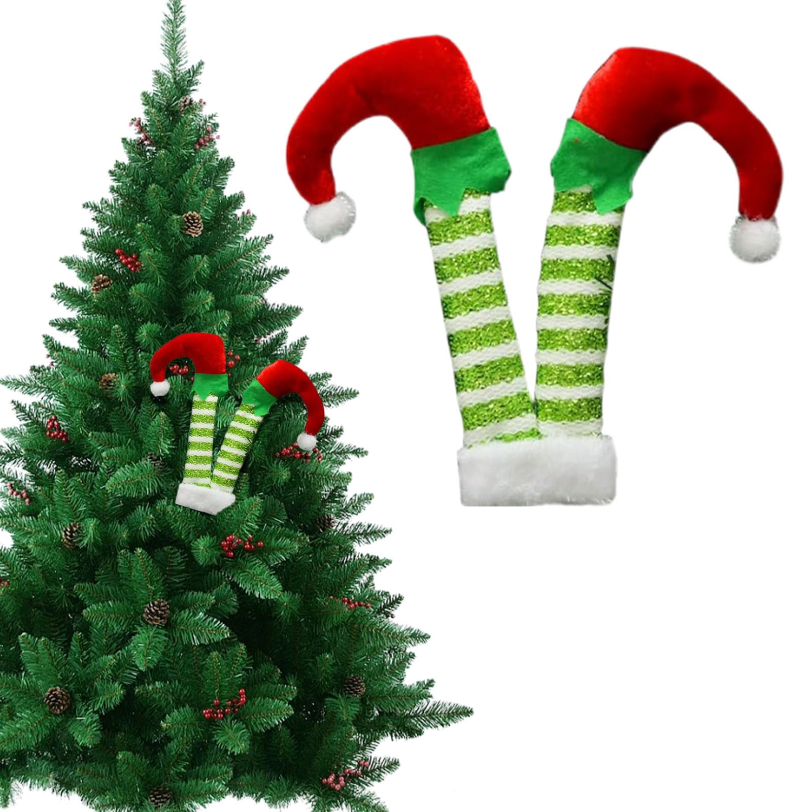 BinKFF 9.5'' Elf Legs for Christmas Tree Christmas Elf Stuffed Legs ...