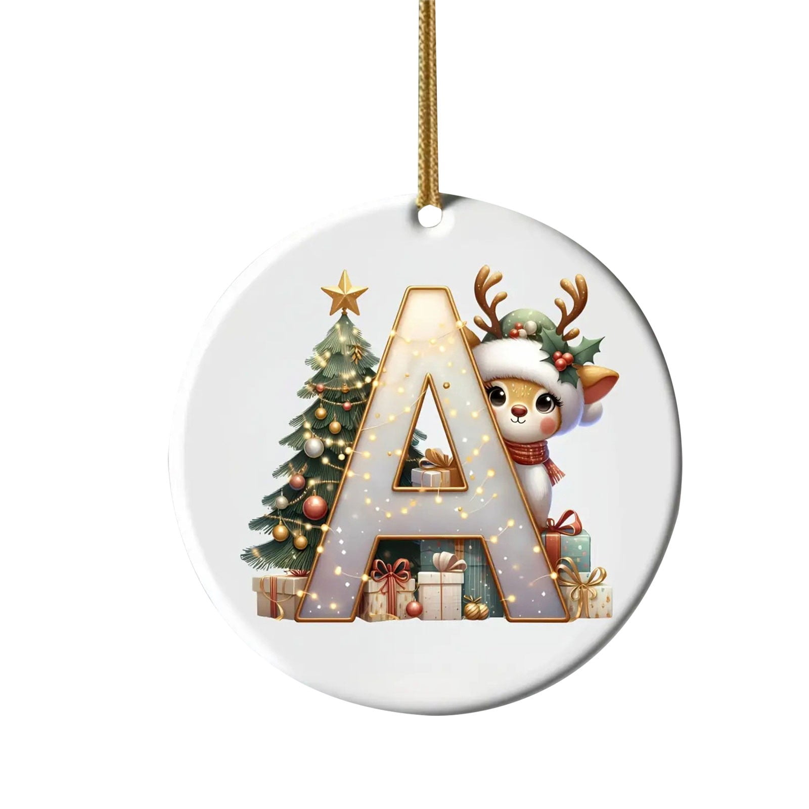 BinKFF Acrylic Alphabet Ornaments for Christmas Tree 26 Initial Candy ...