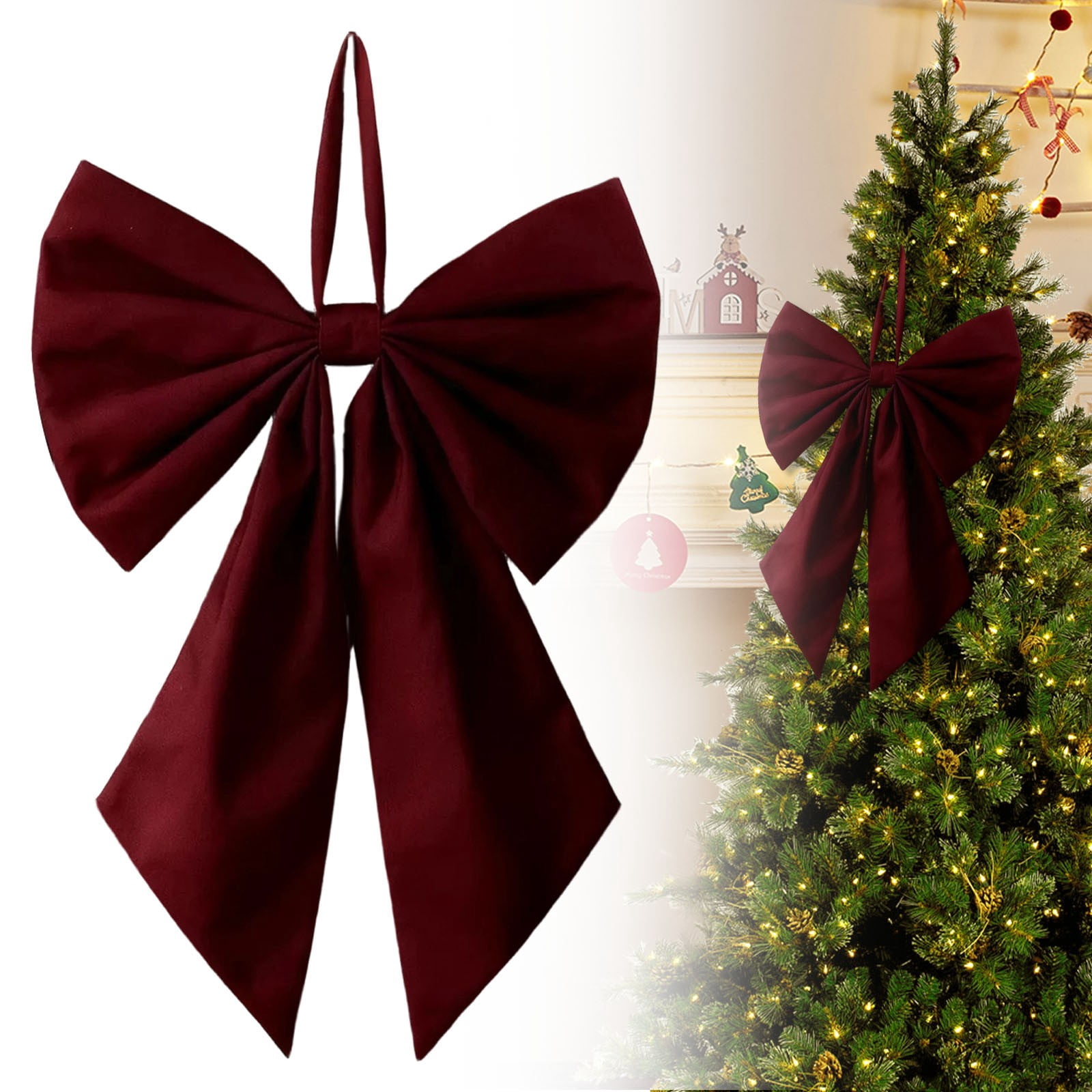 BinKFF Christmas Decoration Velvet Bows 7" Christmas Bows for Tree ...