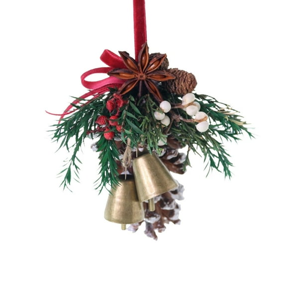 BinKFF Christmas Wreath Bows with Jingle Bells and Pinecone Hanging ...
