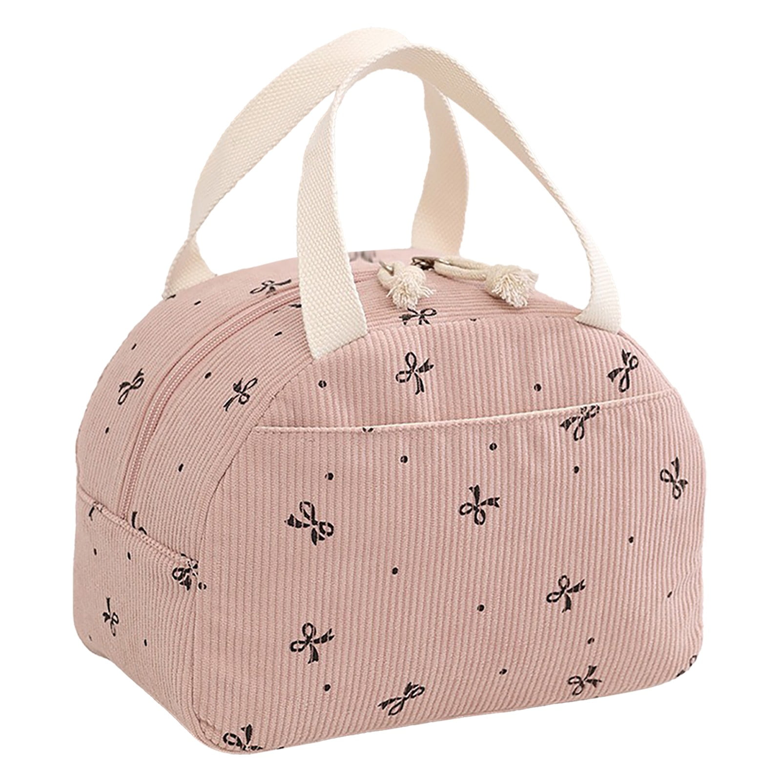 BinKFF Cute Bow Tie Lunch Bag for Women ans Men, Corduroy Insulated ...