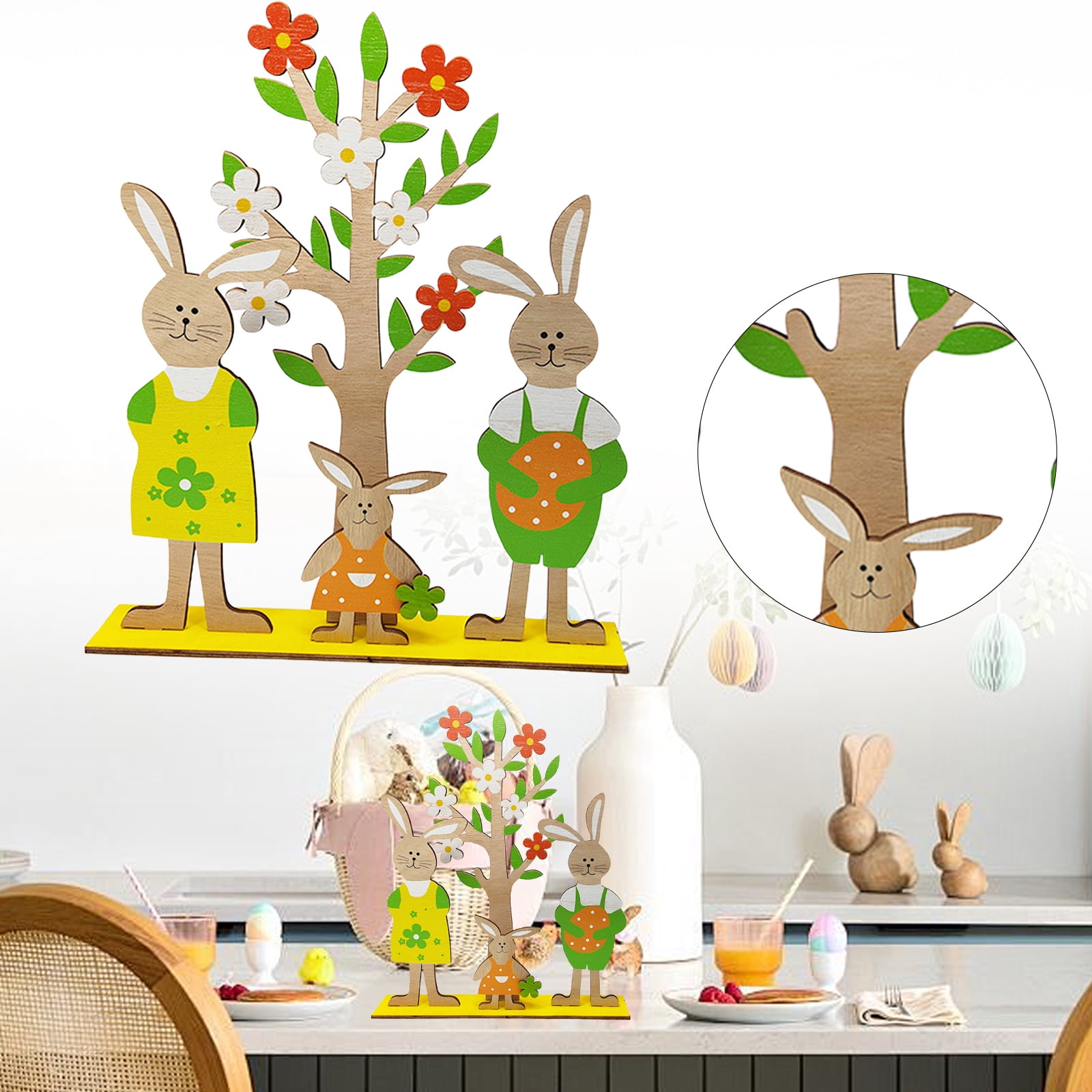 BinKFF Easter Decorations for the Home, Rustic Farmhouse Wooden Bunny ...