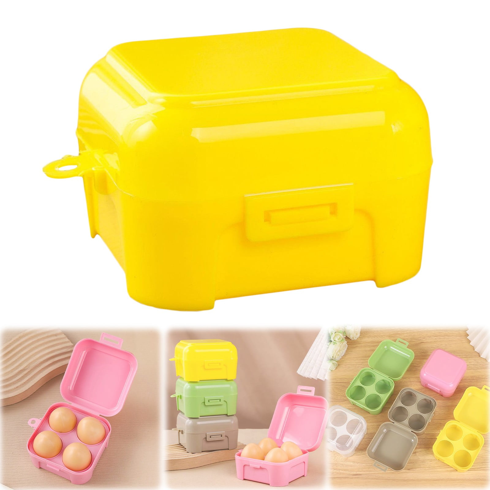 BinKFF Egg Holder Container, Plastic Egg Holder Camping, 1Pcs 4 Grid ...