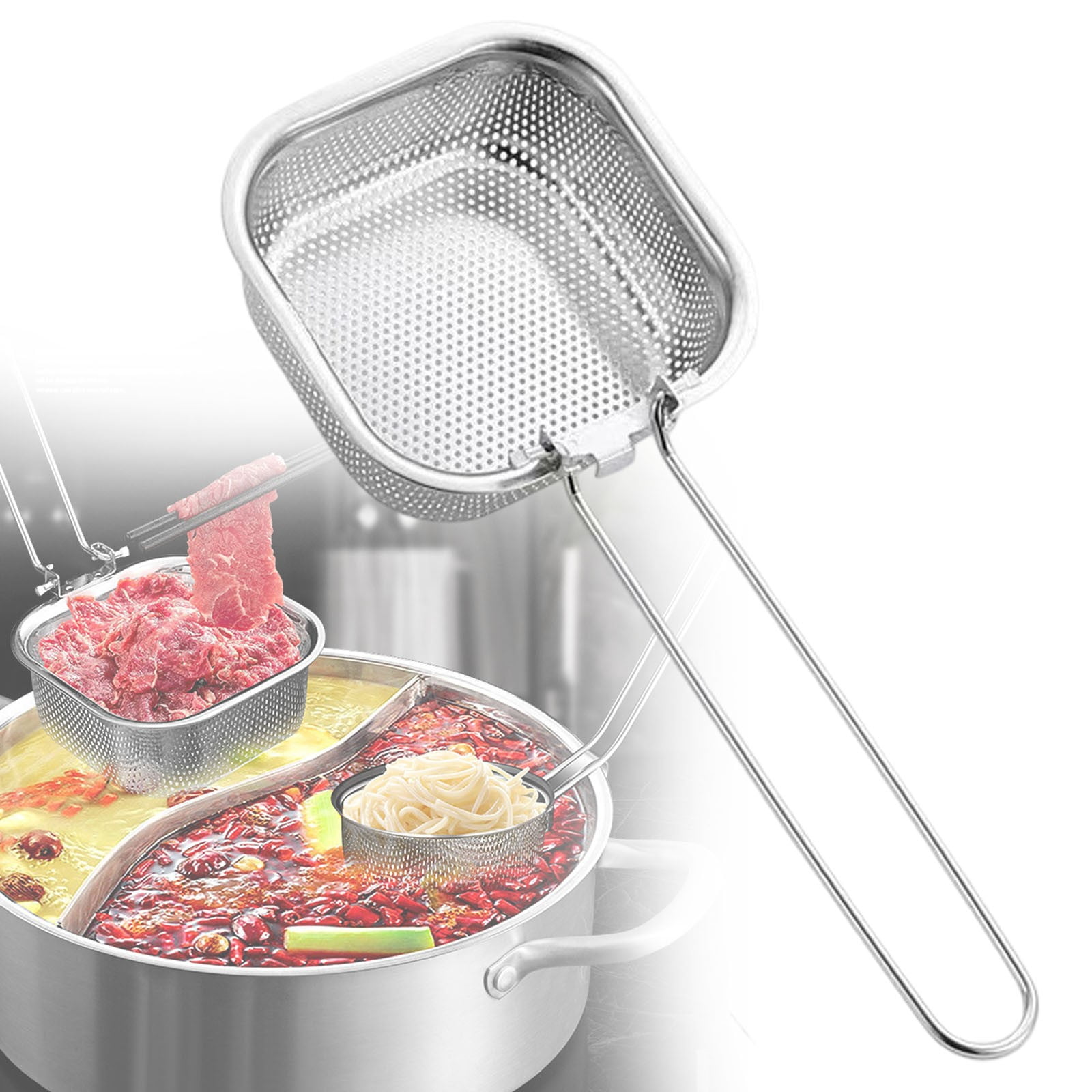 BinKFF Fine Mesh Skimmer Spider Strainer Oil Skimmer for Deep Fryer ...