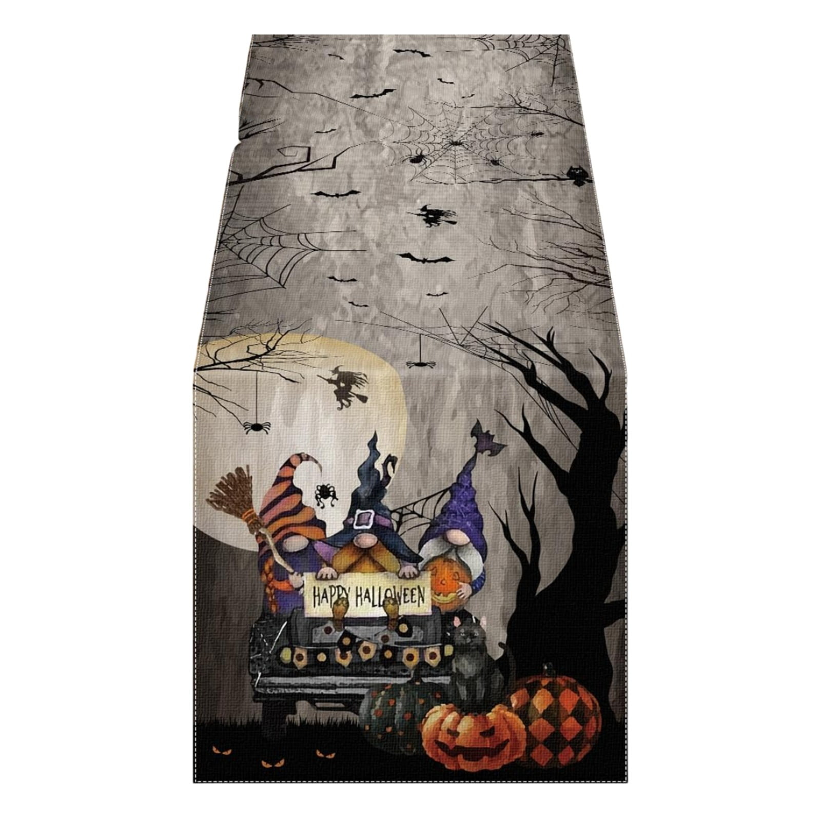 BinKFF Halloween Spooky Ghost Boo Black Table Runner, Jack O Lantern ...