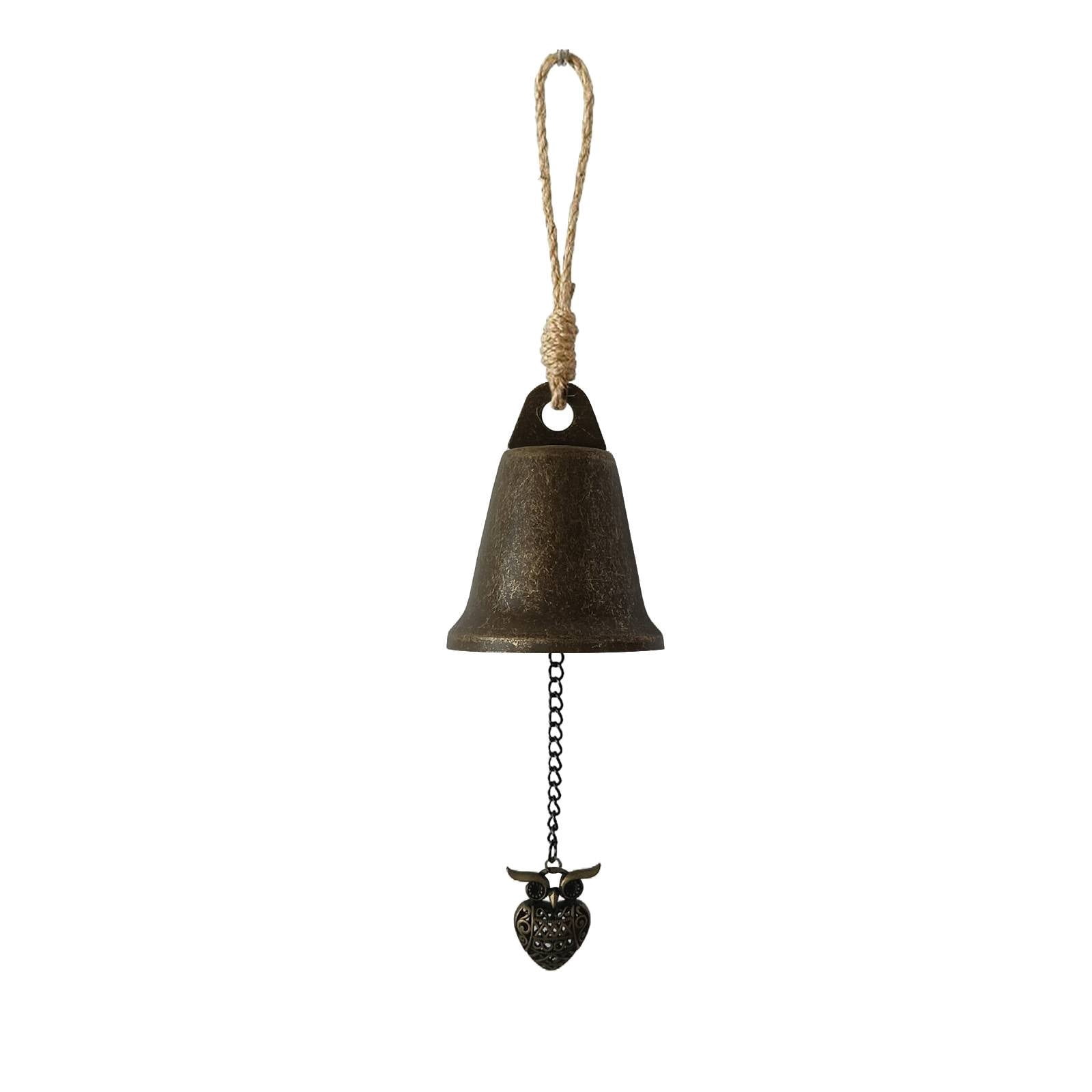 BinKFF Hanging Metal Bell Cluster with Jute Rope – Handmade Rustic Cow ...