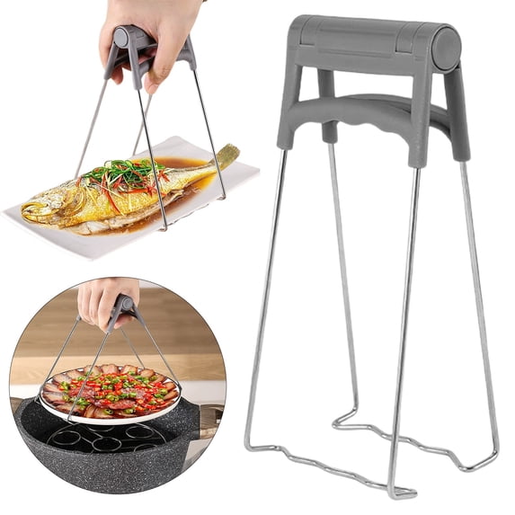 BinKFF Hot Bowl Clip 1PC Stainless Steel Foldable Hot Dish Clamp Anti ...
