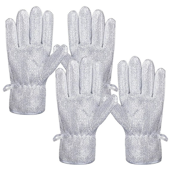 BinKFF Non Scratch Wire Dishwashing Gloves with Scrubber, Wire ...