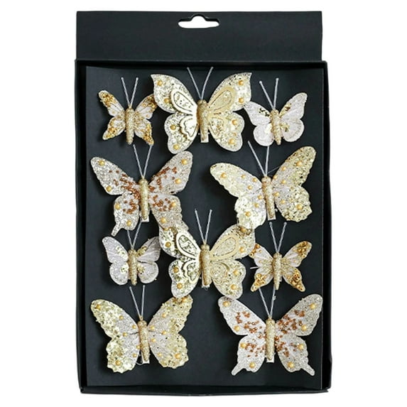 BinKFF Red Christmas Tree Butterfly Ornaments Glitter Butterfly ...