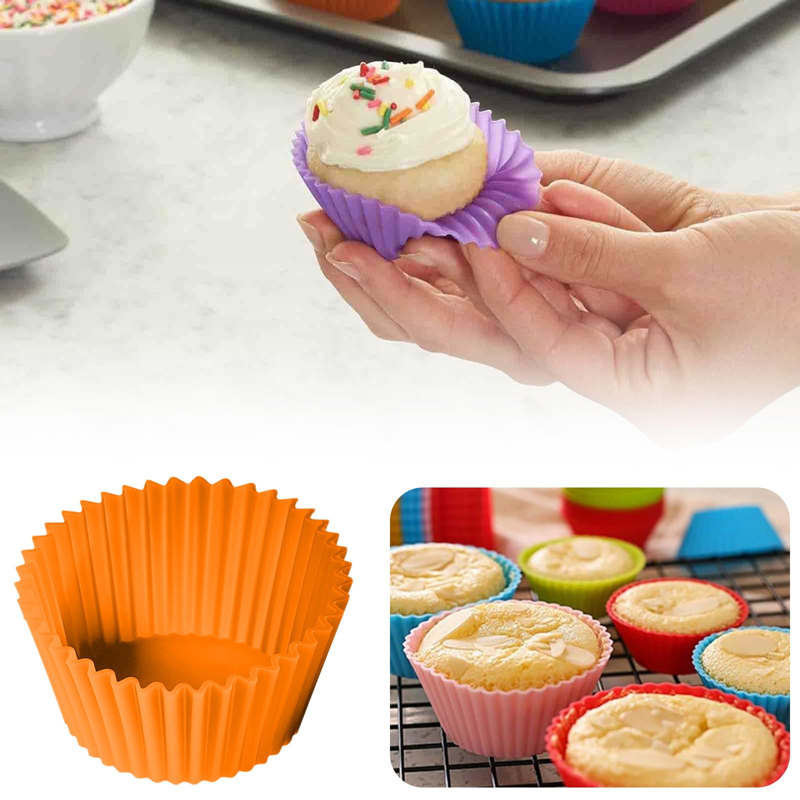 BinKFF Silicone Cupcake Baking Cups 1Pack, Reusable & Non-stick Muffin ...