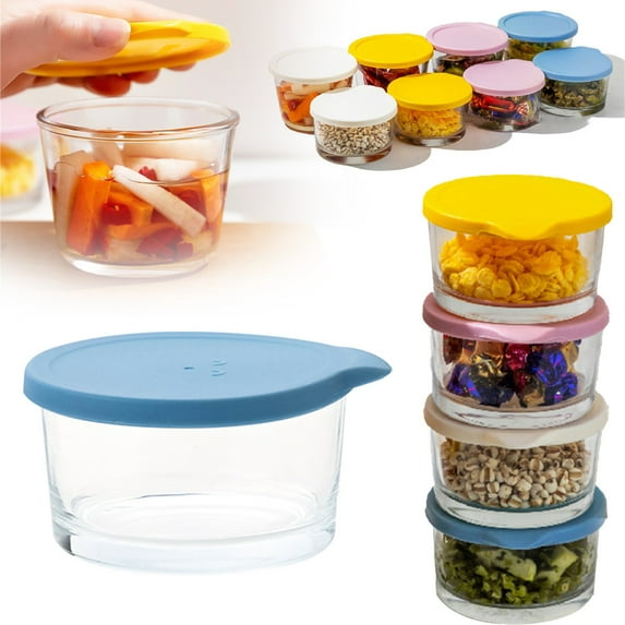 BinKFF Small Glass Bowls with Lids, 8oz Meal Prep Bowls Set, Stackable ...