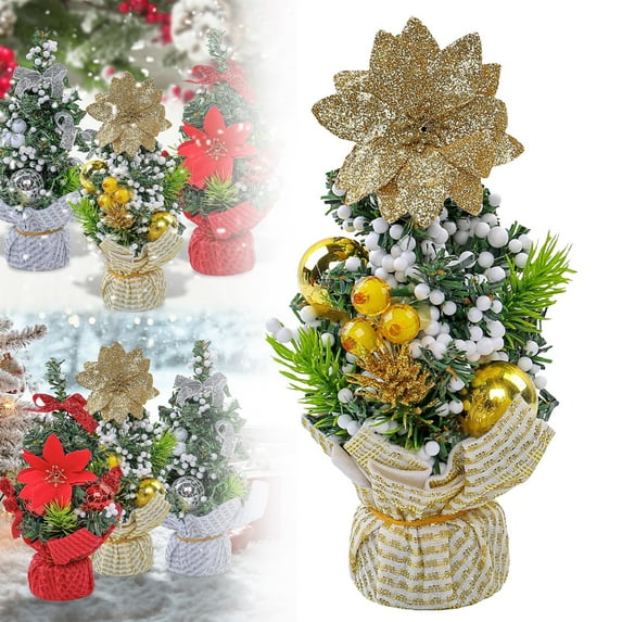 BinKFF Small Mini Table top Christmas Tree, Artificial Xmas Tree Star ...