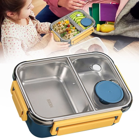BinKFF Stainless Steel Lunch Box, 3 Compartment Bento Box, Easy to ...