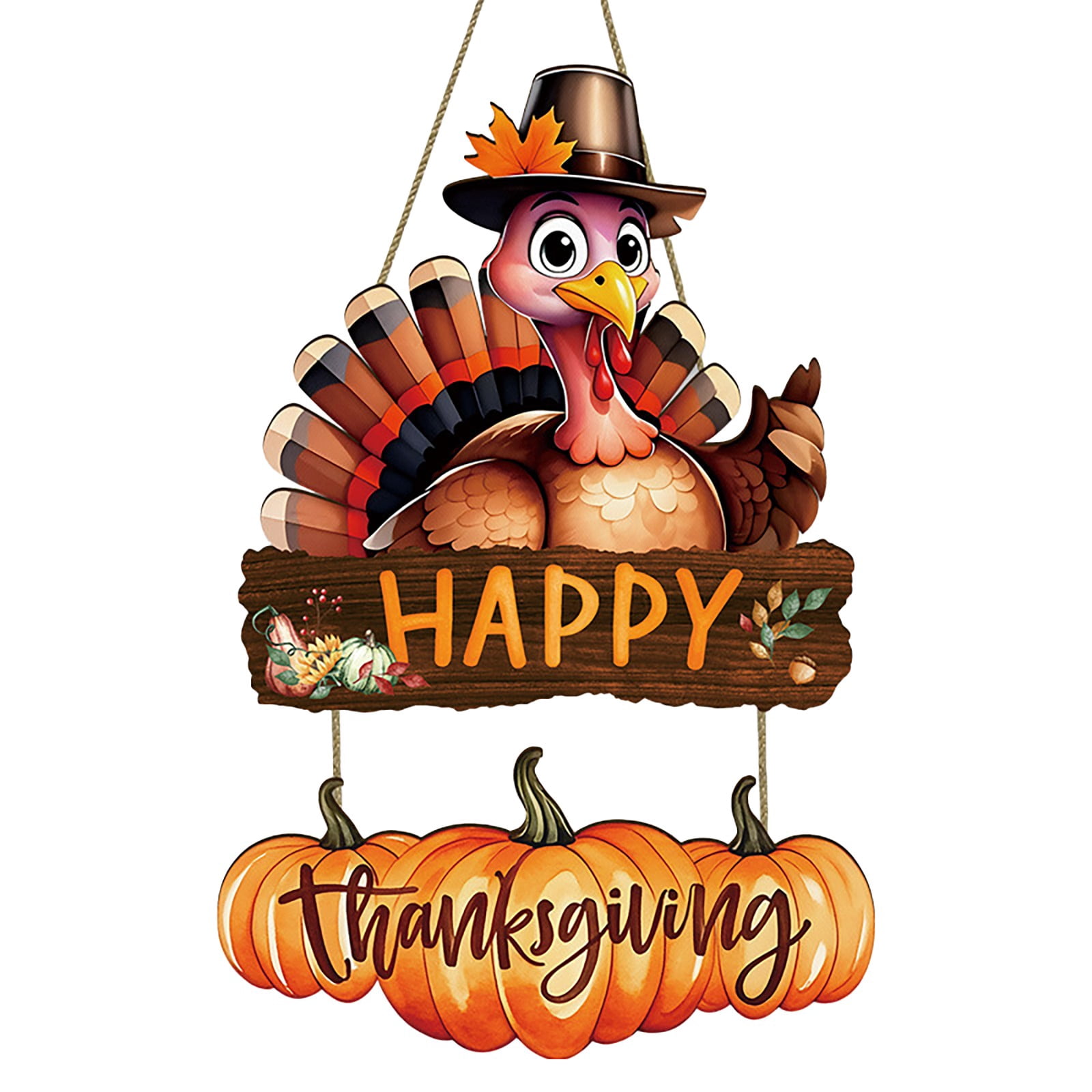 BinKFF Thanksgiving Decoration Wood Pumpkin Turkey Door Wall Wreath for ...