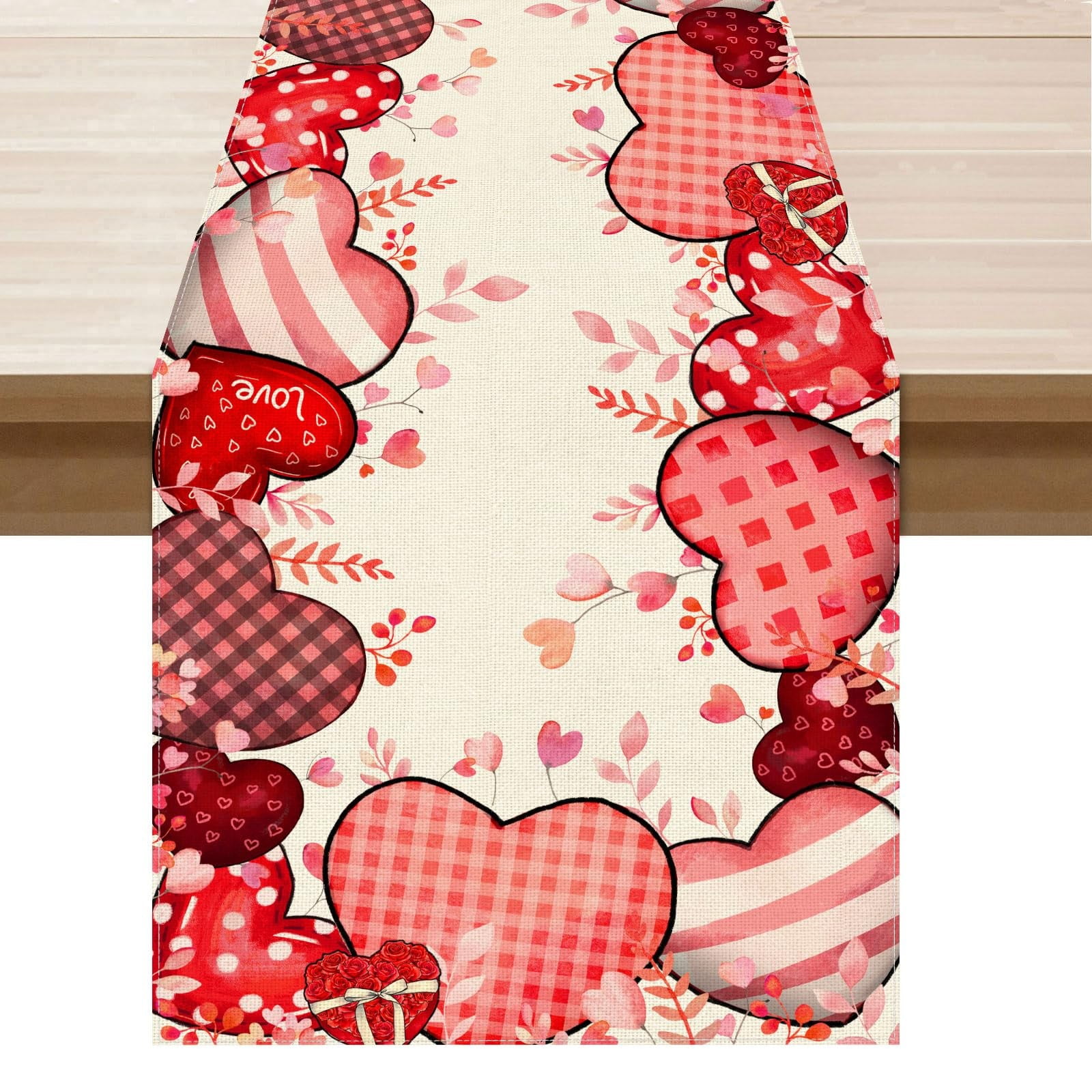 BinKFF Valentine's Day Love Hearts Table Runner 13x72 Inch Red Love ...