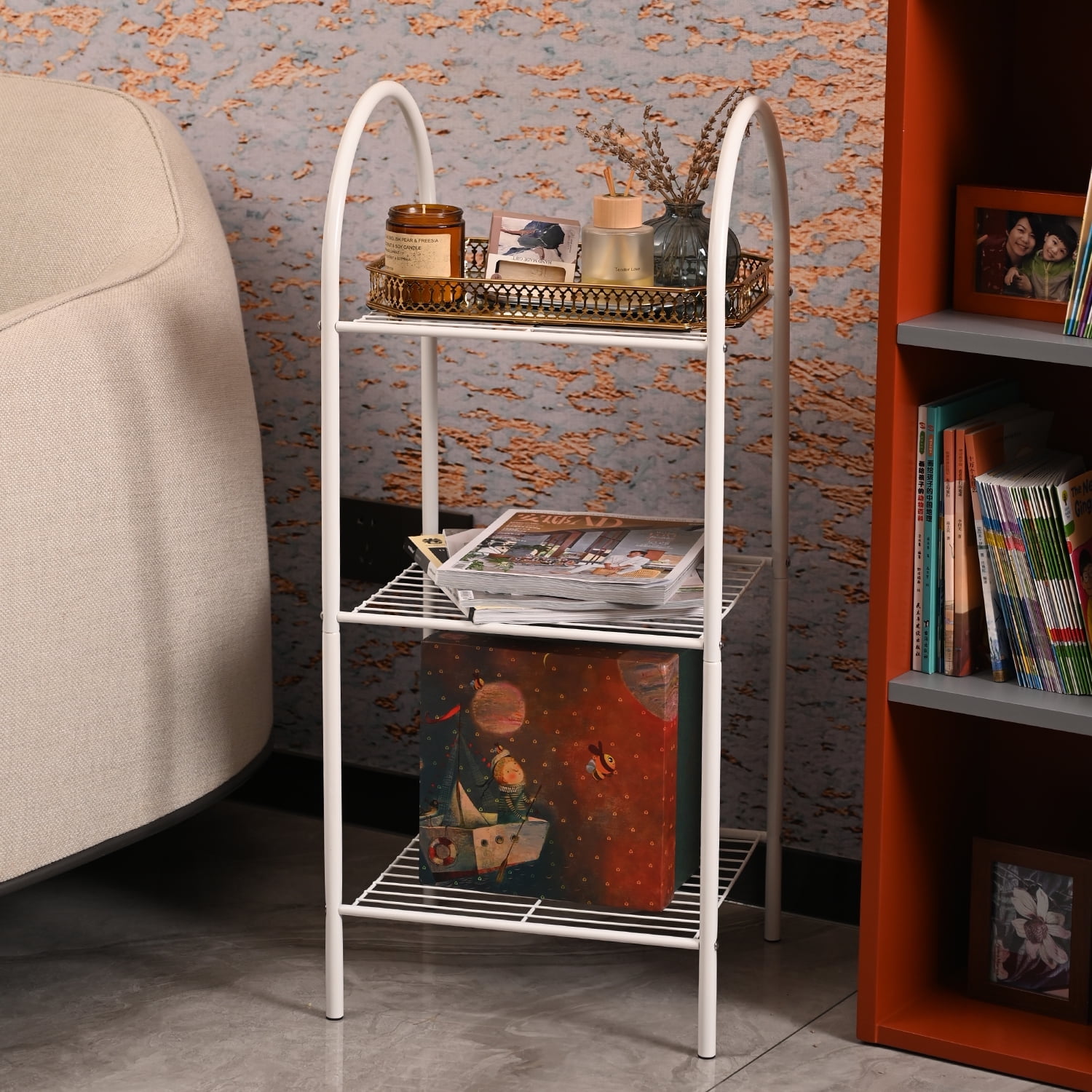 BinMax 3 Layer Free Standing White Wire Shelving Rack, Metal Storage ...