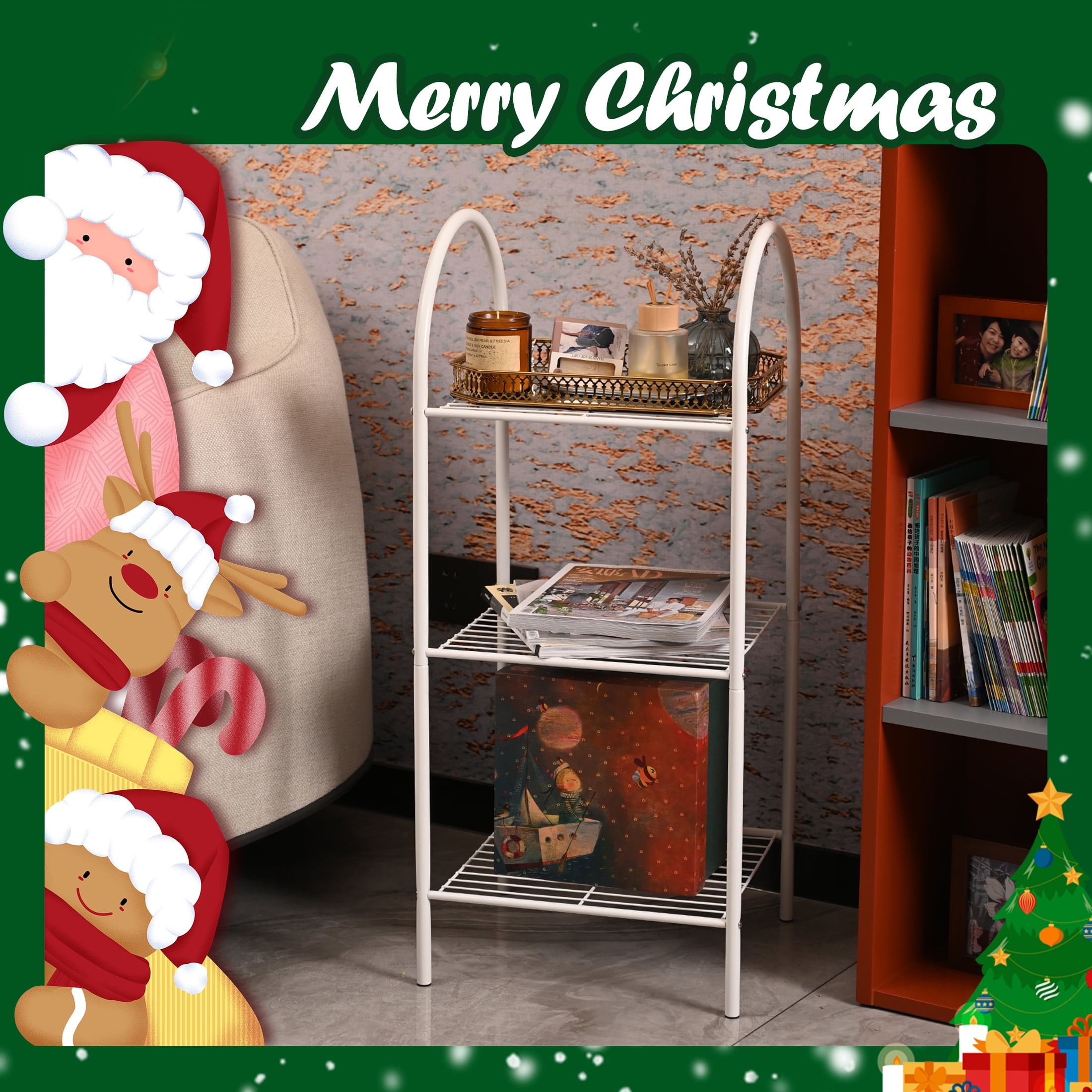 BinMax 3 Layer Free Standing White Wire Shelving Rack, Metal Storage ...