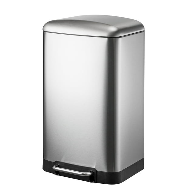 BinMax Stainless Steel Wastebasket 40L Garbage Bin Soft Close Step on Trash Can for Kitchen ...