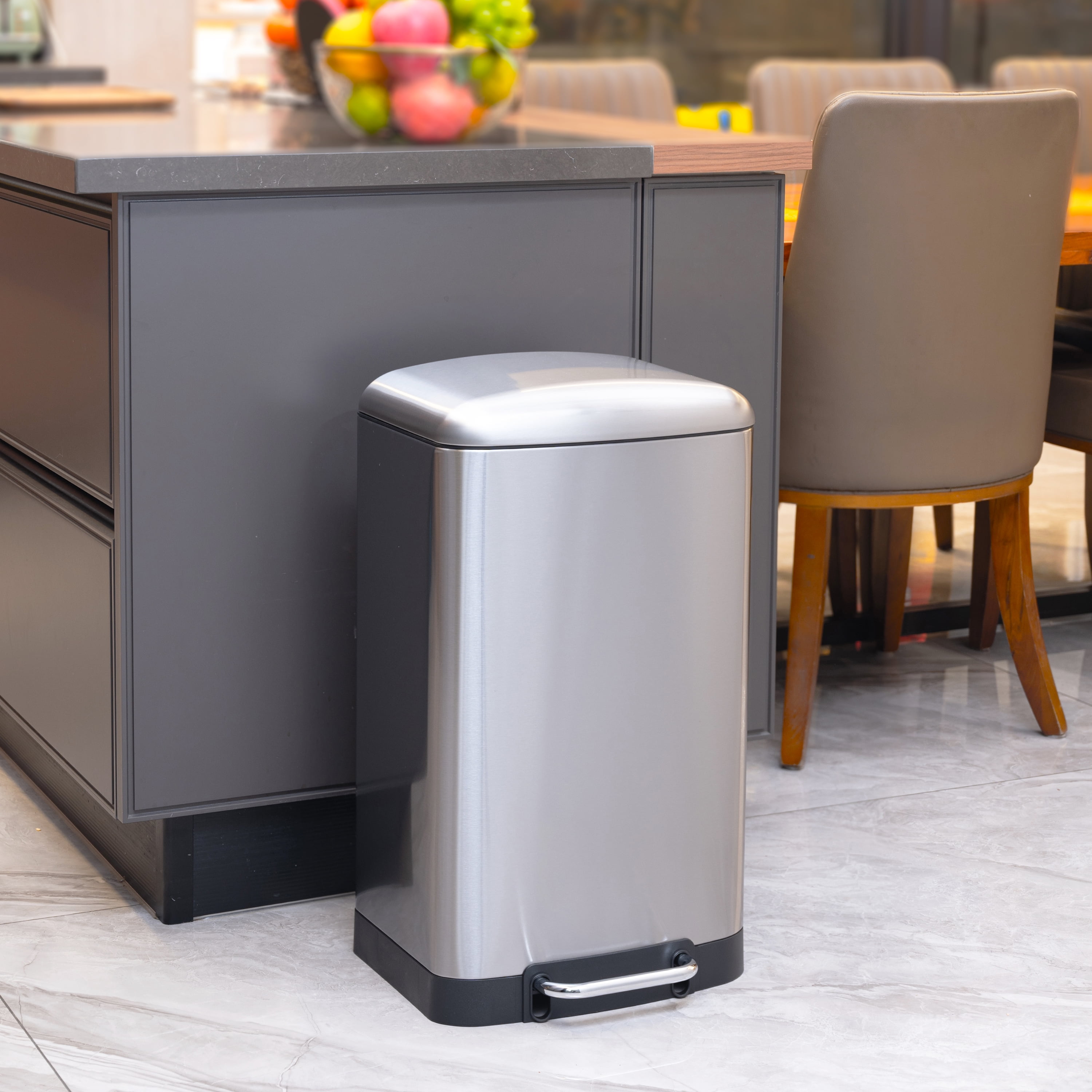 BinMax Garbage Can Stainless Steel Trash Bin 10.5 Gallon Kitchen Step ...