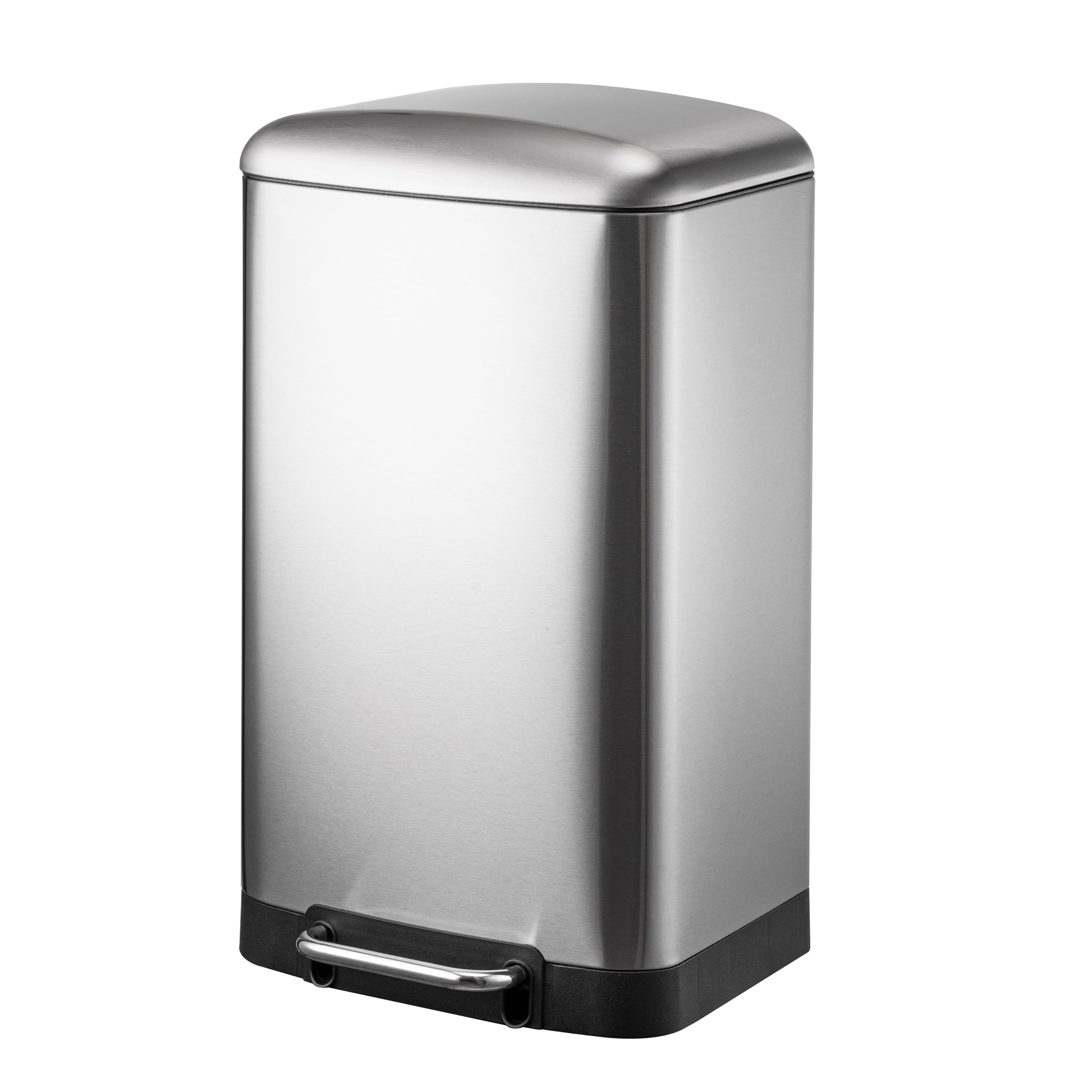 BinMax 40L Stainless Steel Soft Close Step-On Kitchen Trash Can, Silver ...