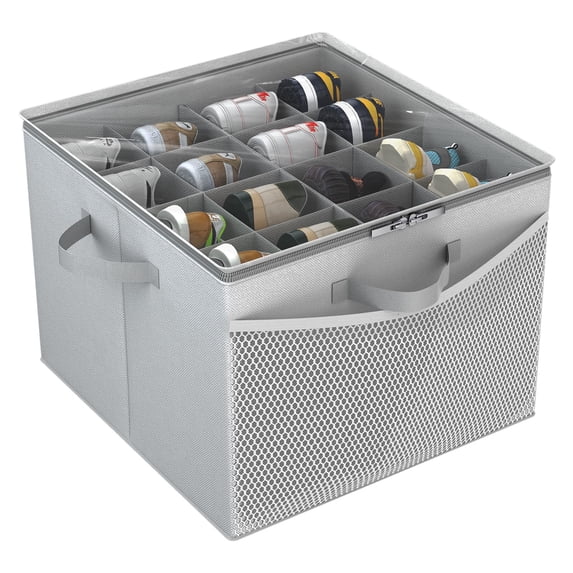 BinWhiz Shoe Storage Box with Adjustable Dividers - 16 Compartments, 17 ...