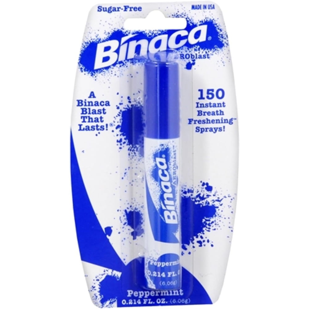 Binaca Aerosol Breath Spray PepperMint 0.20 oz - Walmart.com